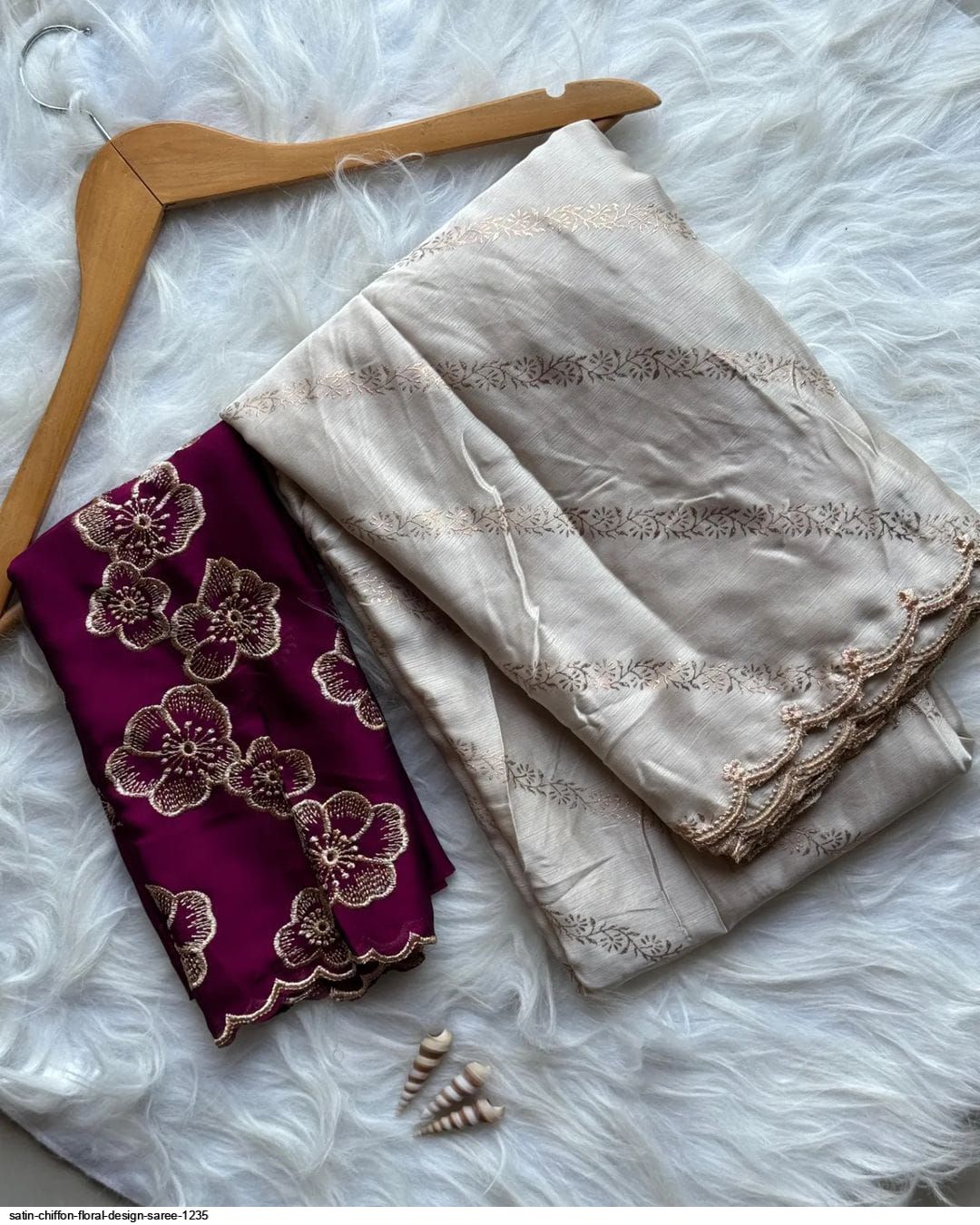 SATIN CHIFFON FLORAL DESIGN SAREE 1235