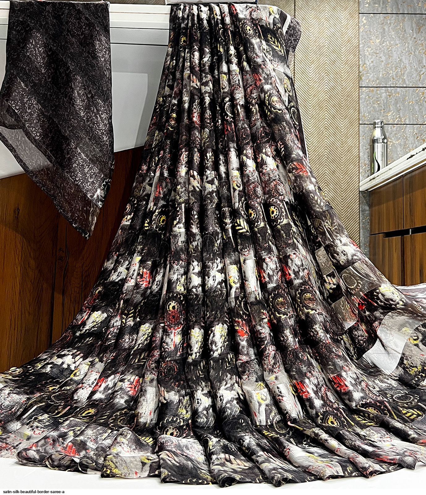 SATIN SILK BEAUTIFUL BORDER SAREE A