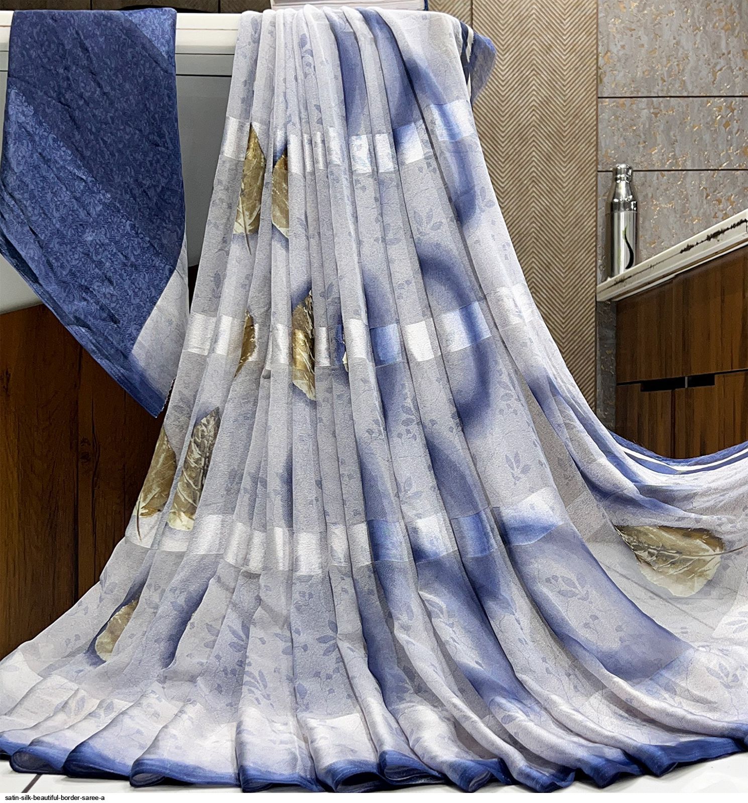 SATIN SILK BEAUTIFUL BORDER SAREE A