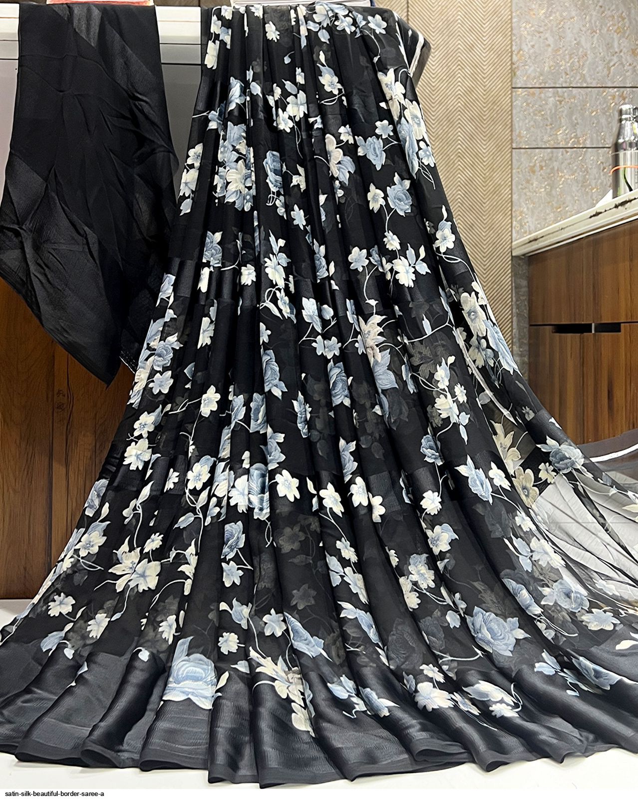 SATIN SILK BEAUTIFUL BORDER SAREE A