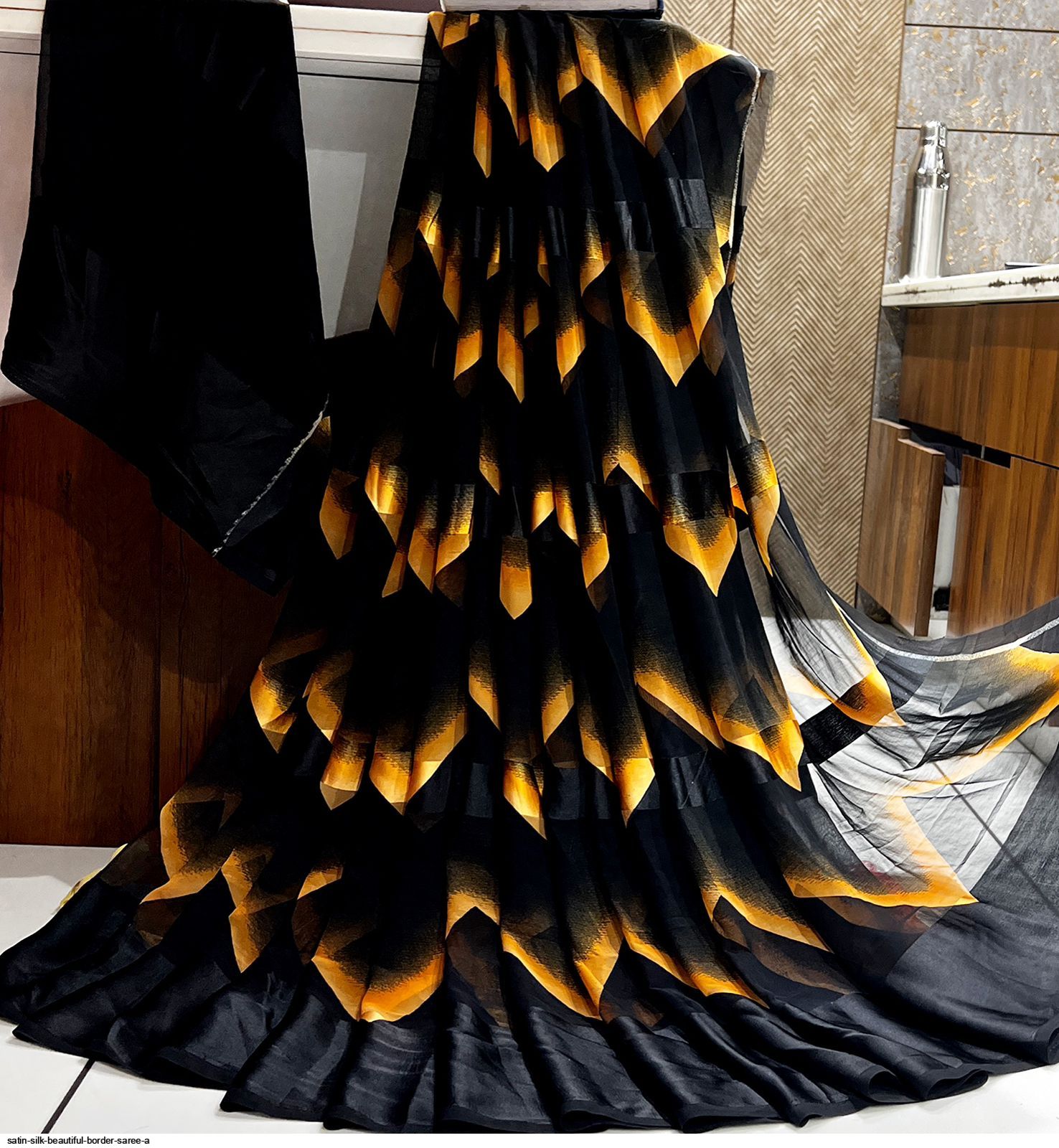 SATIN SILK BEAUTIFUL BORDER SAREE A