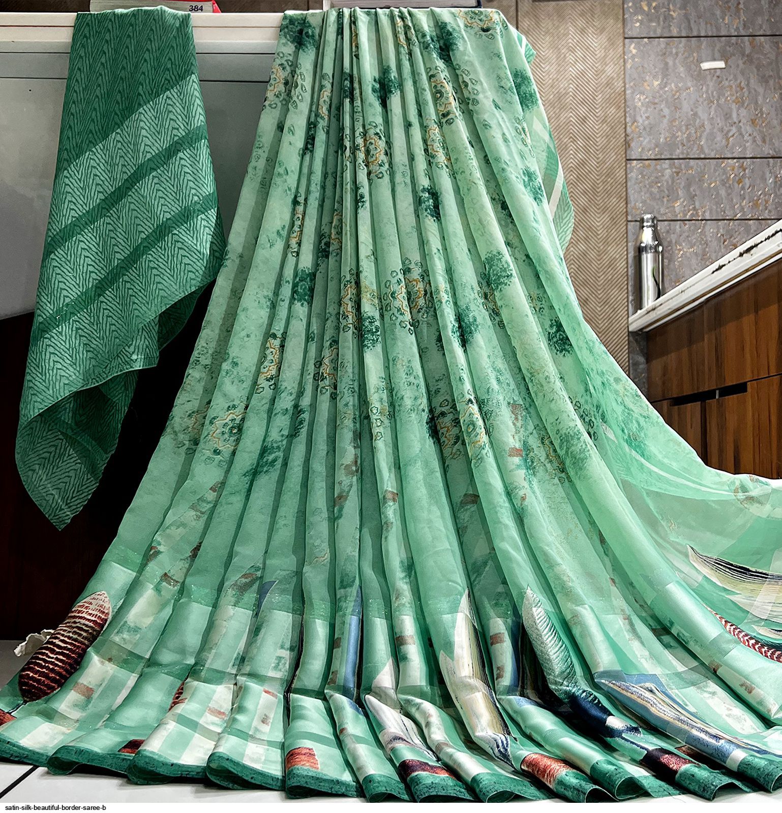 SATIN SILK BEAUTIFUL BORDER SAREE B