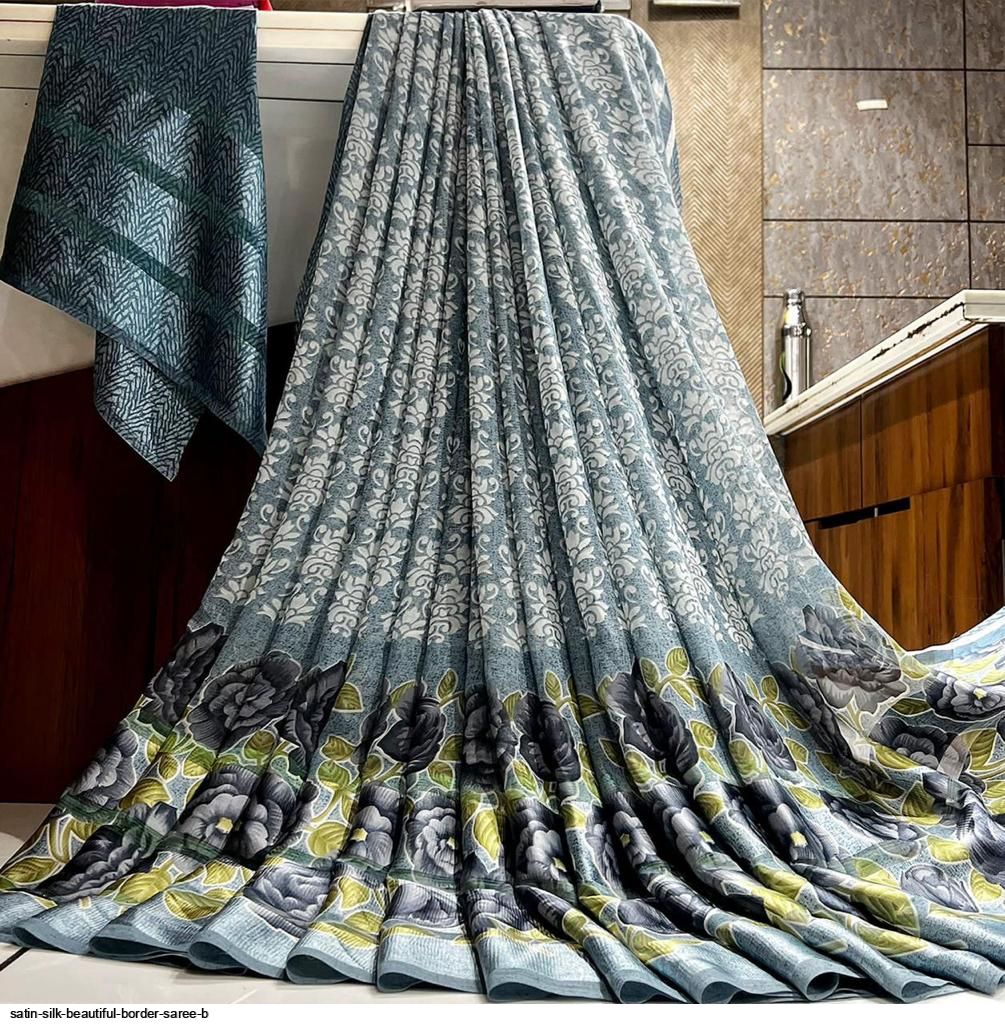 SATIN SILK BEAUTIFUL BORDER SAREE B