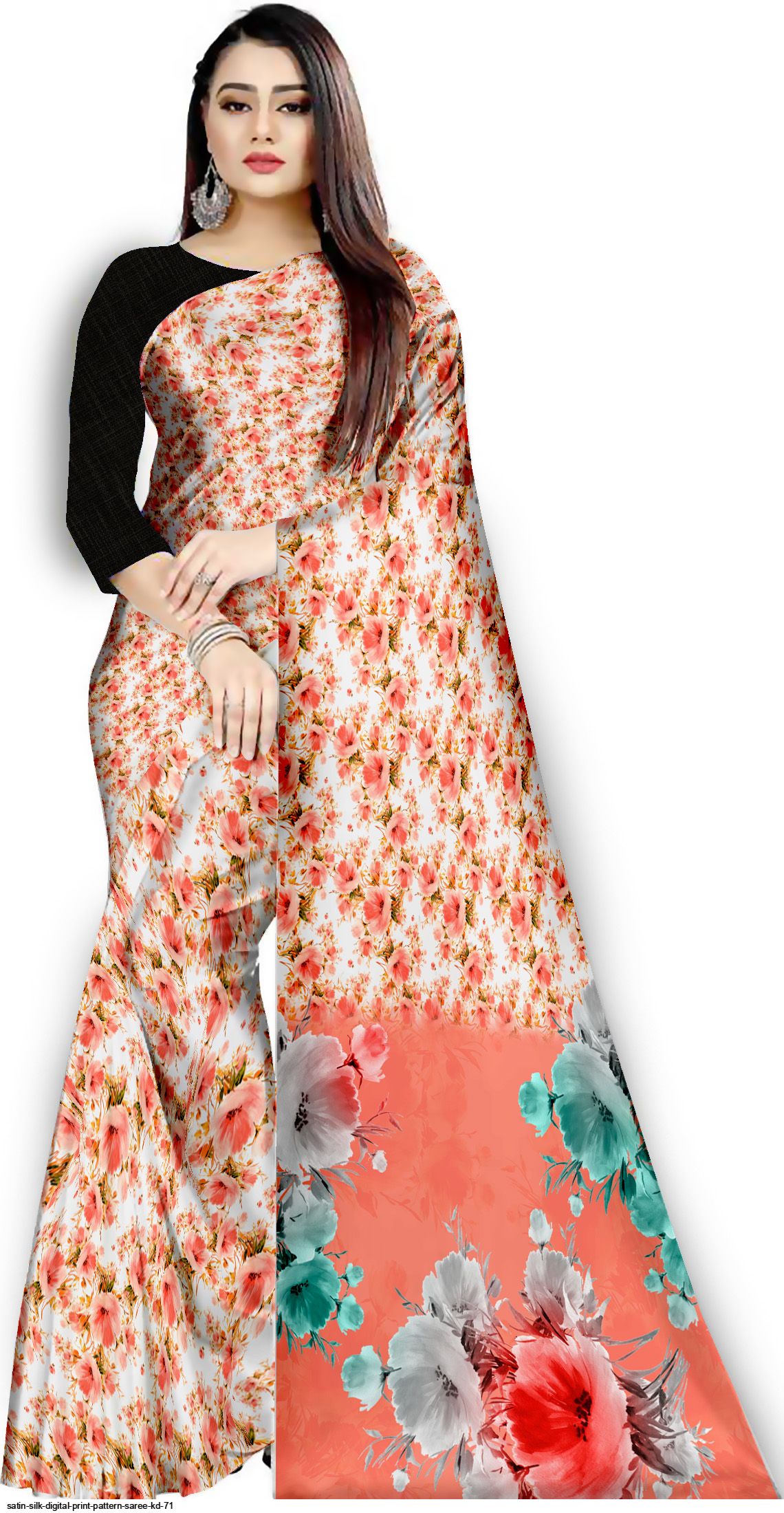 SATIN SILK DIGITAL PRINT PATTERN SAREE KD-71