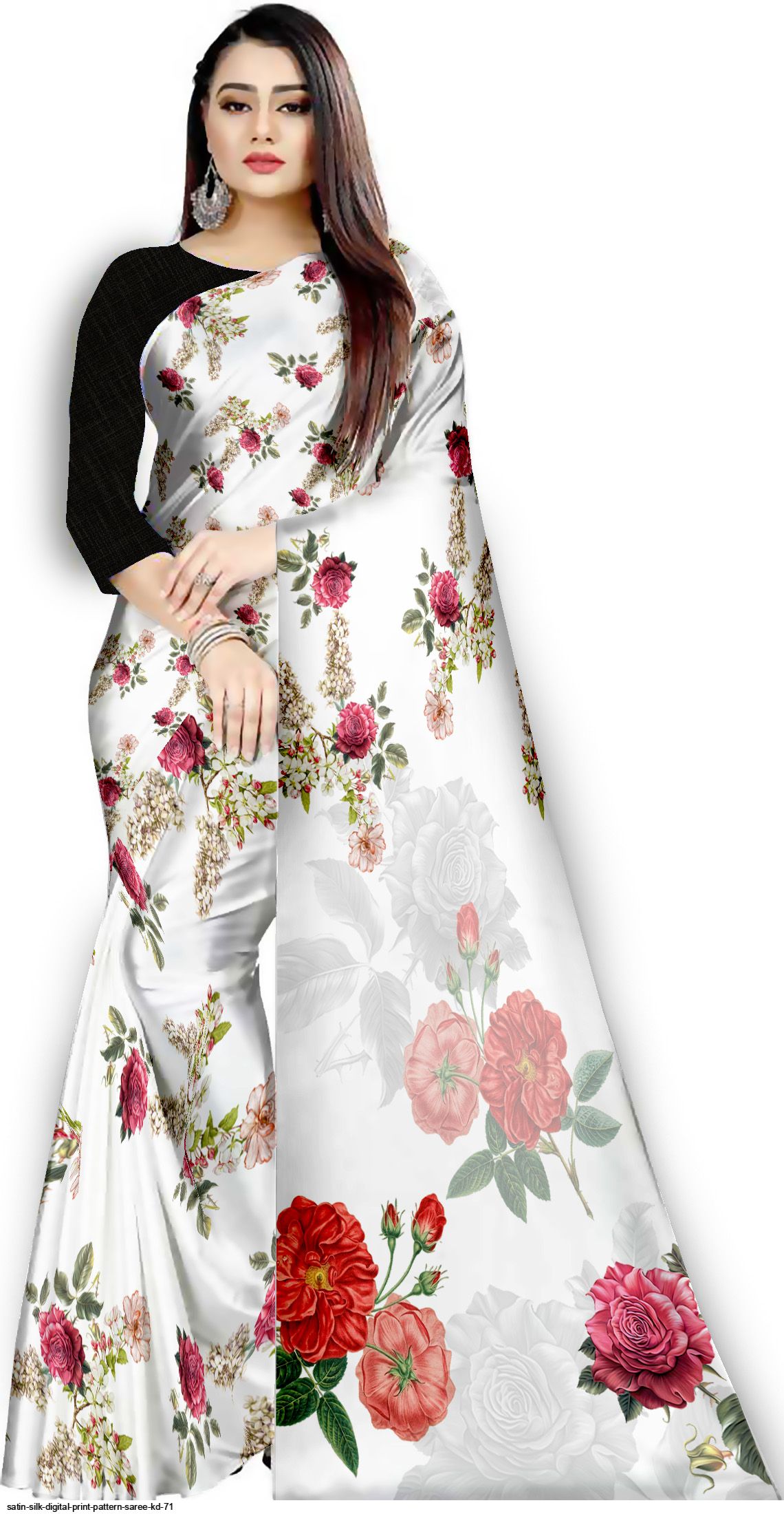 SATIN SILK DIGITAL PRINT PATTERN SAREE KD-71