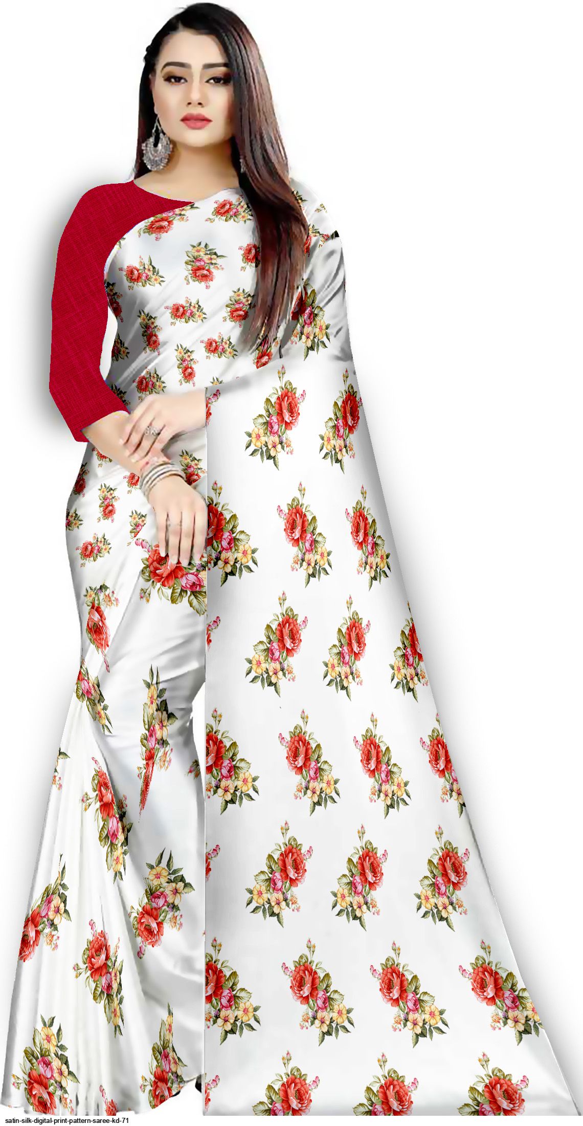 SATIN SILK DIGITAL PRINT PATTERN SAREE KD-71