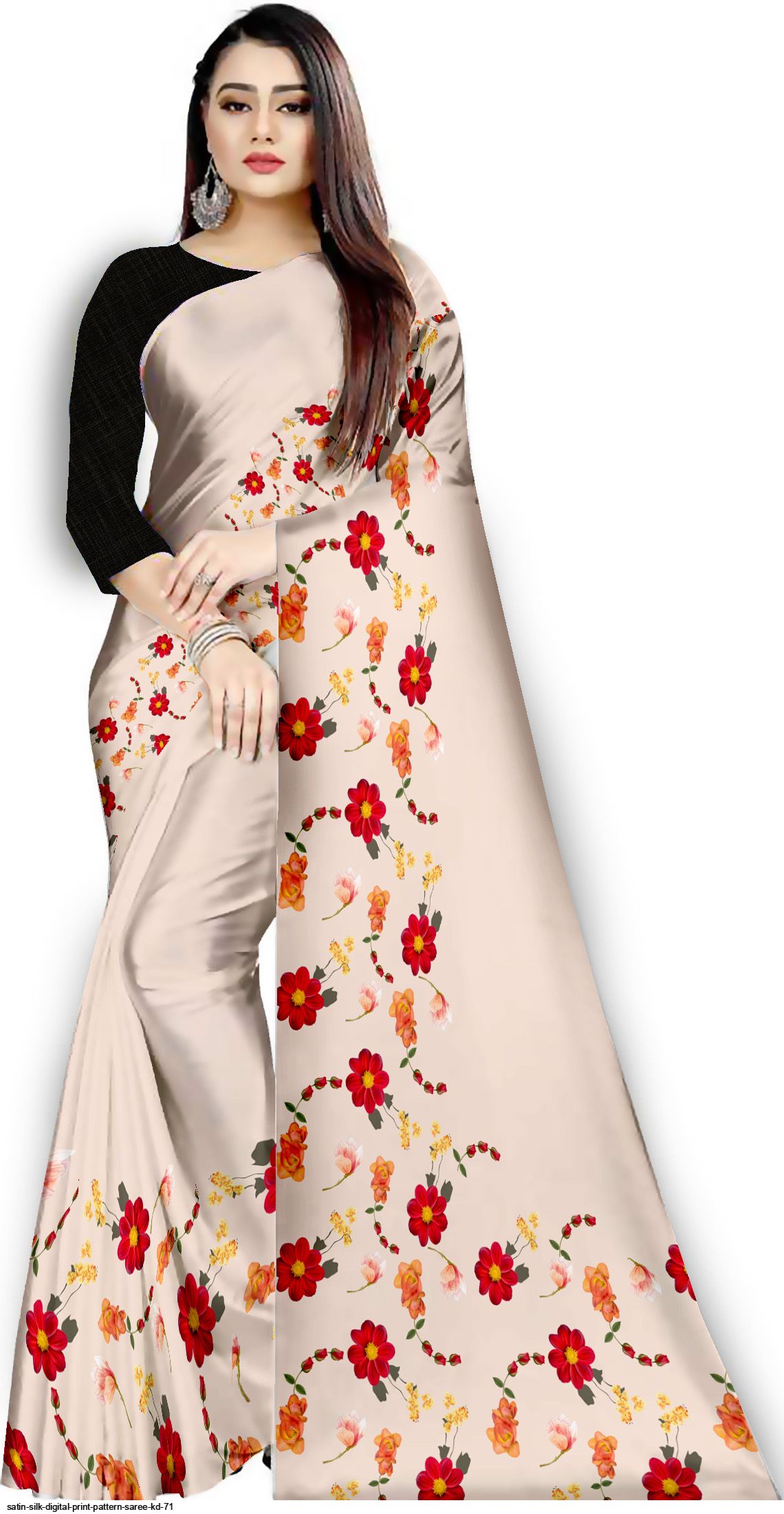 SATIN SILK DIGITAL PRINT PATTERN SAREE KD-71