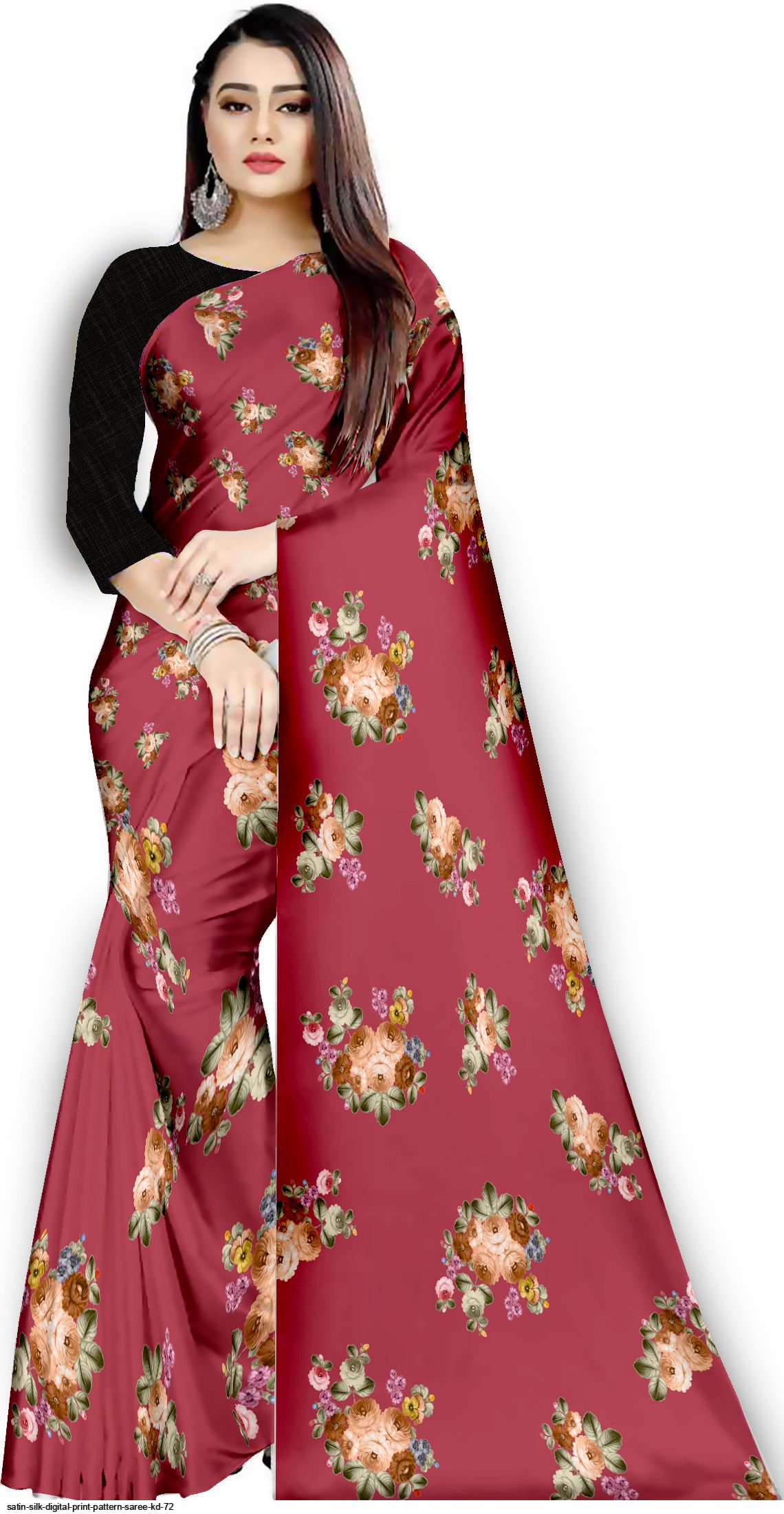 SATIN SILK DIGITAL PRINT PATTERN SAREE KD-72