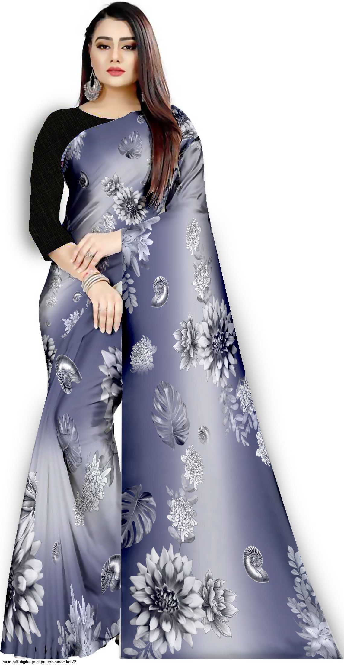 SATIN SILK DIGITAL PRINT PATTERN SAREE KD-72