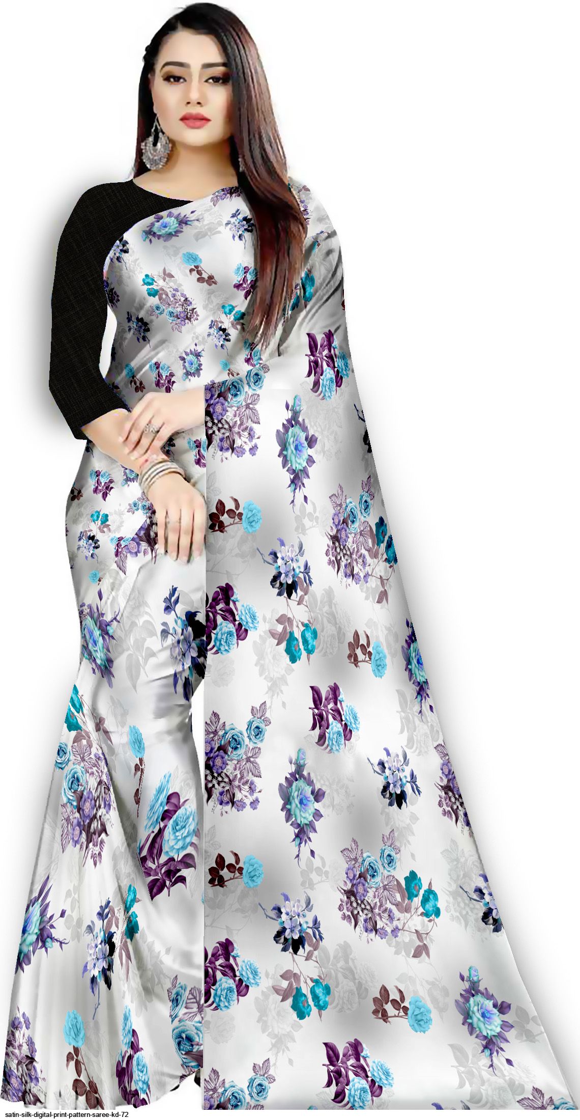 SATIN SILK DIGITAL PRINT PATTERN SAREE KD-72
