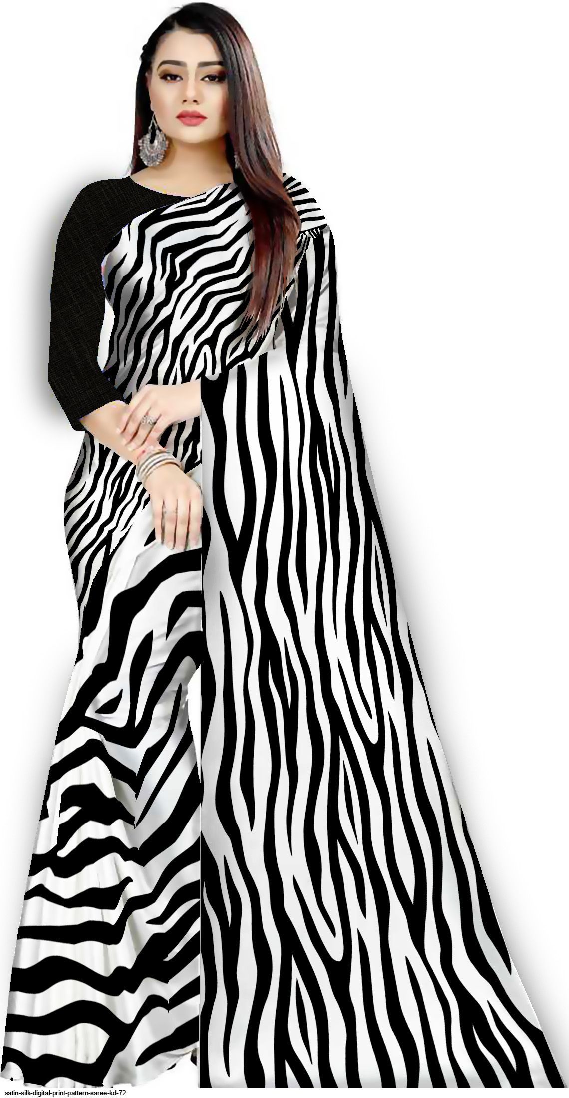 SATIN SILK DIGITAL PRINT PATTERN SAREE KD-72