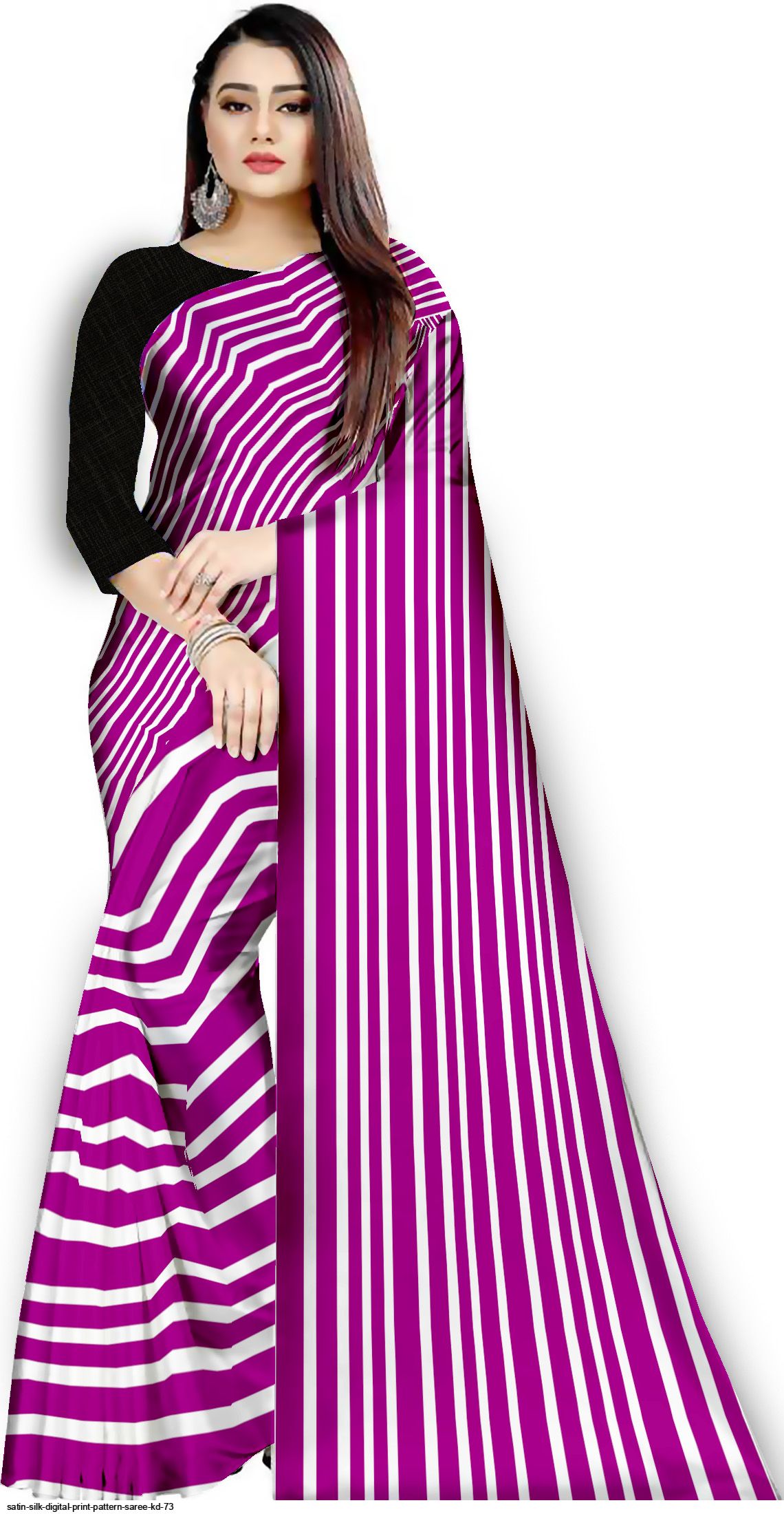 SATIN SILK DIGITAL PRINT PATTERN SAREE KD-73