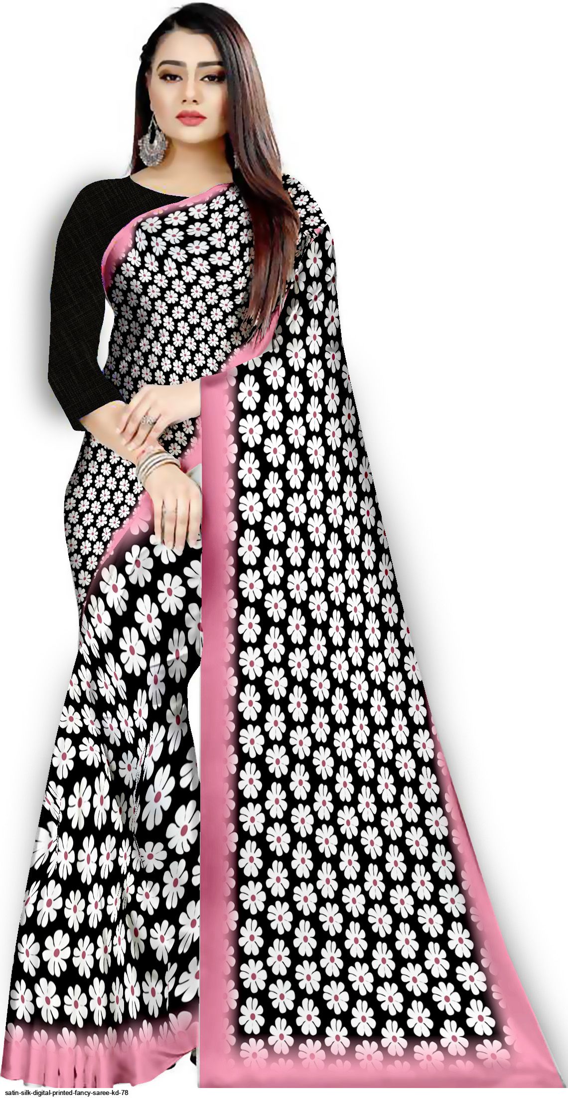 SATIN SILK DIGITAL PRINTED FANCY SAREE KD-78