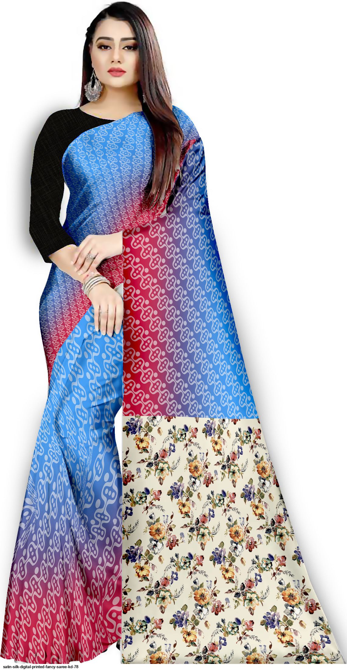 SATIN SILK DIGITAL PRINTED FANCY SAREE KD-78