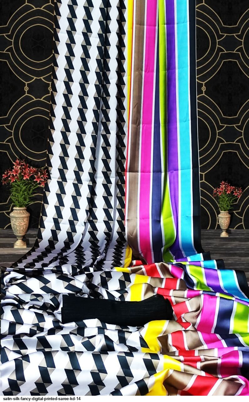 SATIN SILK FANCY DIGITAL PRINTED SAREE KD-14