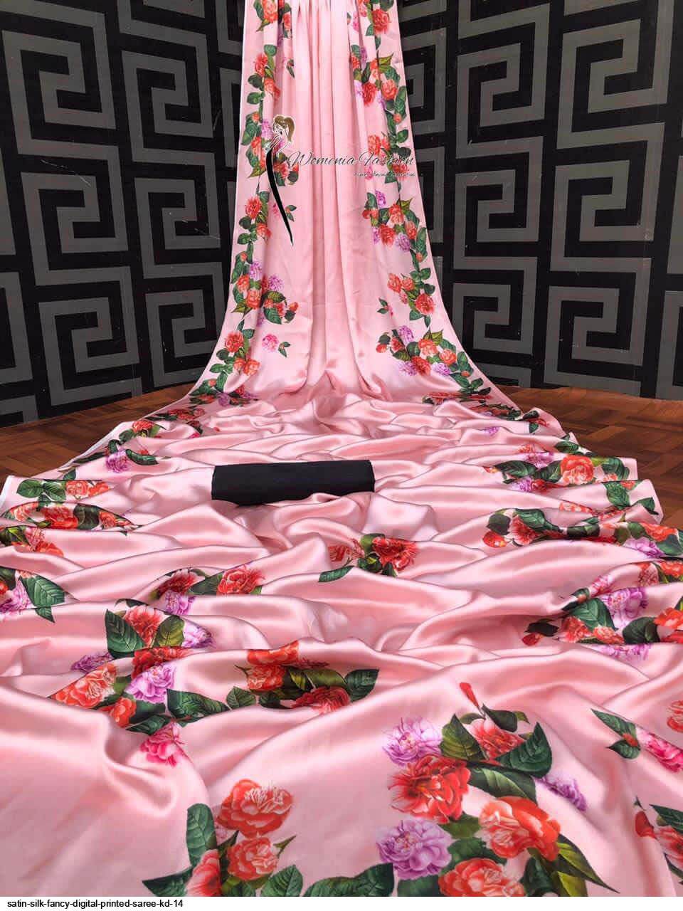 SATIN SILK FANCY DIGITAL PRINTED SAREE KD-14