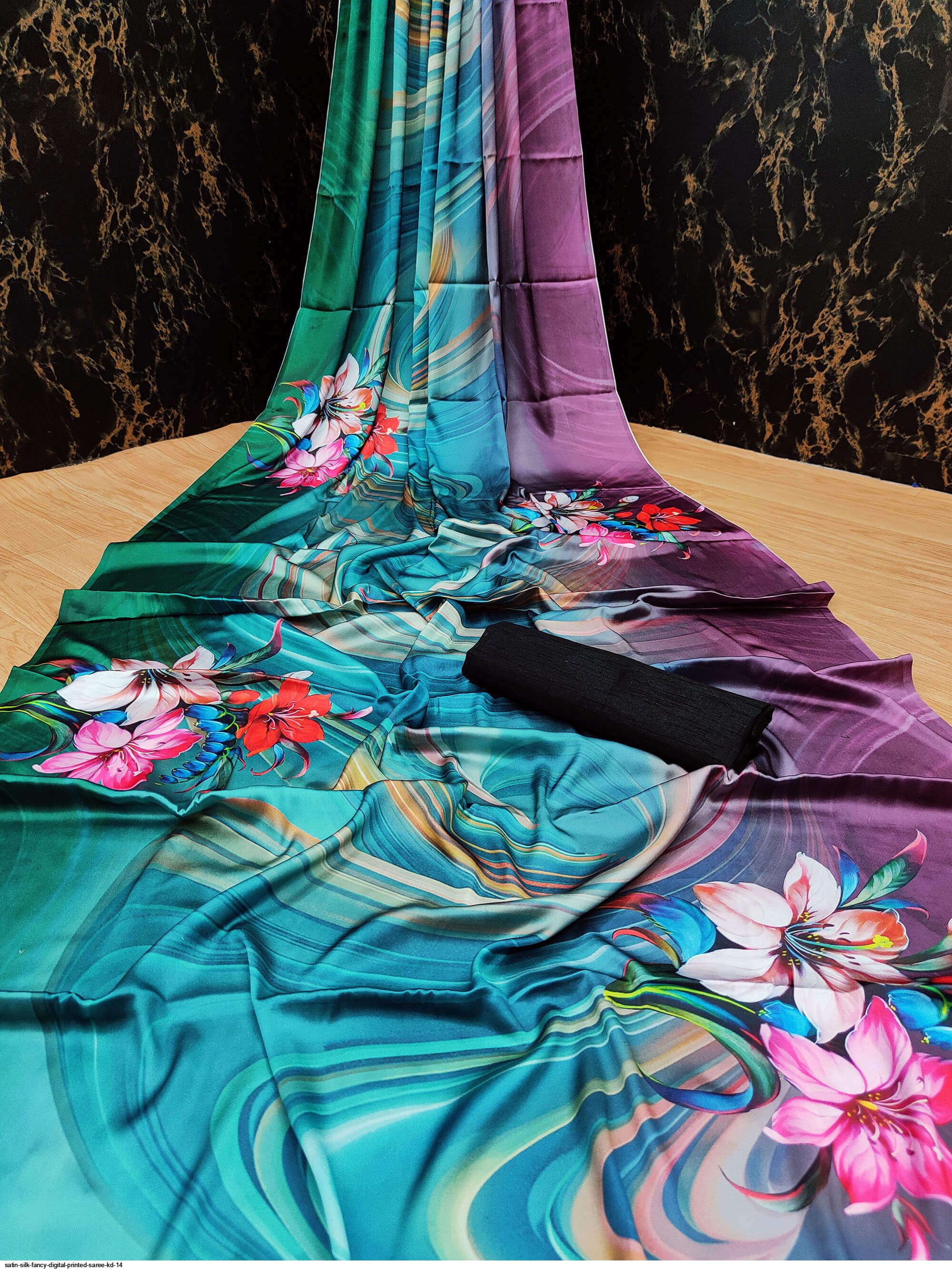 SATIN SILK FANCY DIGITAL PRINTED SAREE KD-14