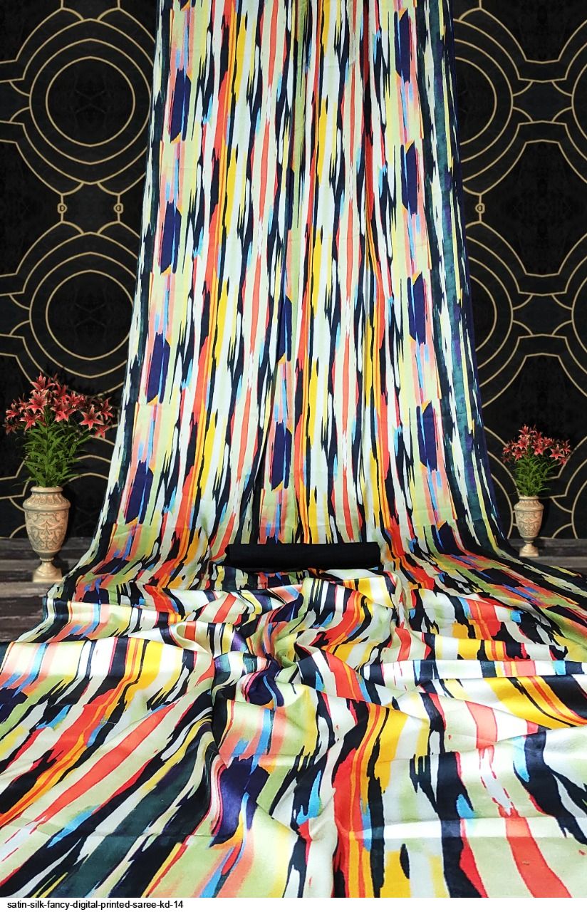 SATIN SILK FANCY DIGITAL PRINTED SAREE KD-14