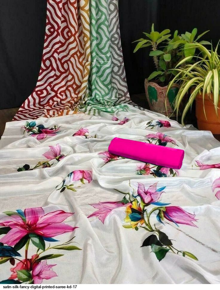 SATIN SILK FANCY DIGITAL PRINTED SAREE KD-17