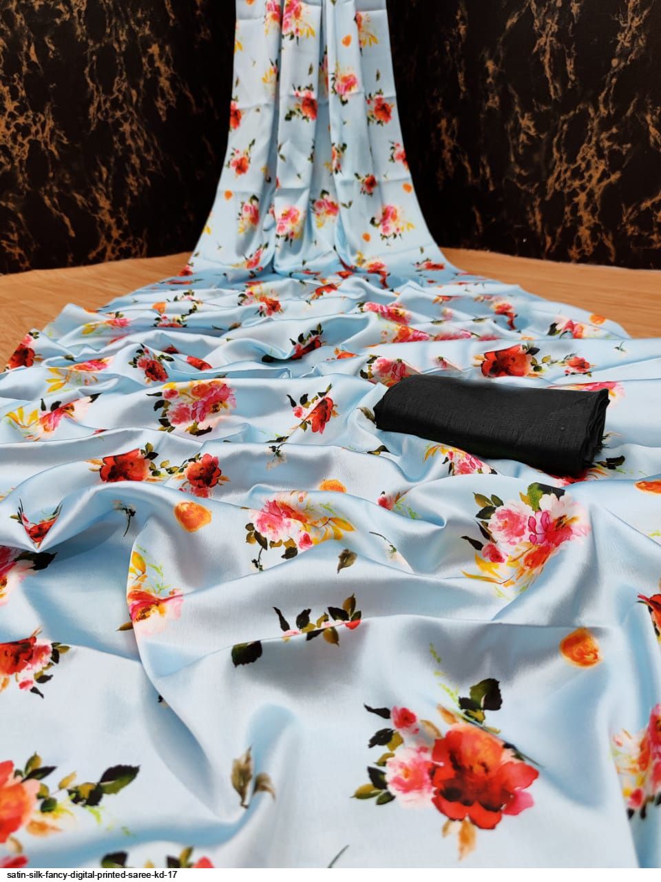 SATIN SILK FANCY DIGITAL PRINTED SAREE KD-17