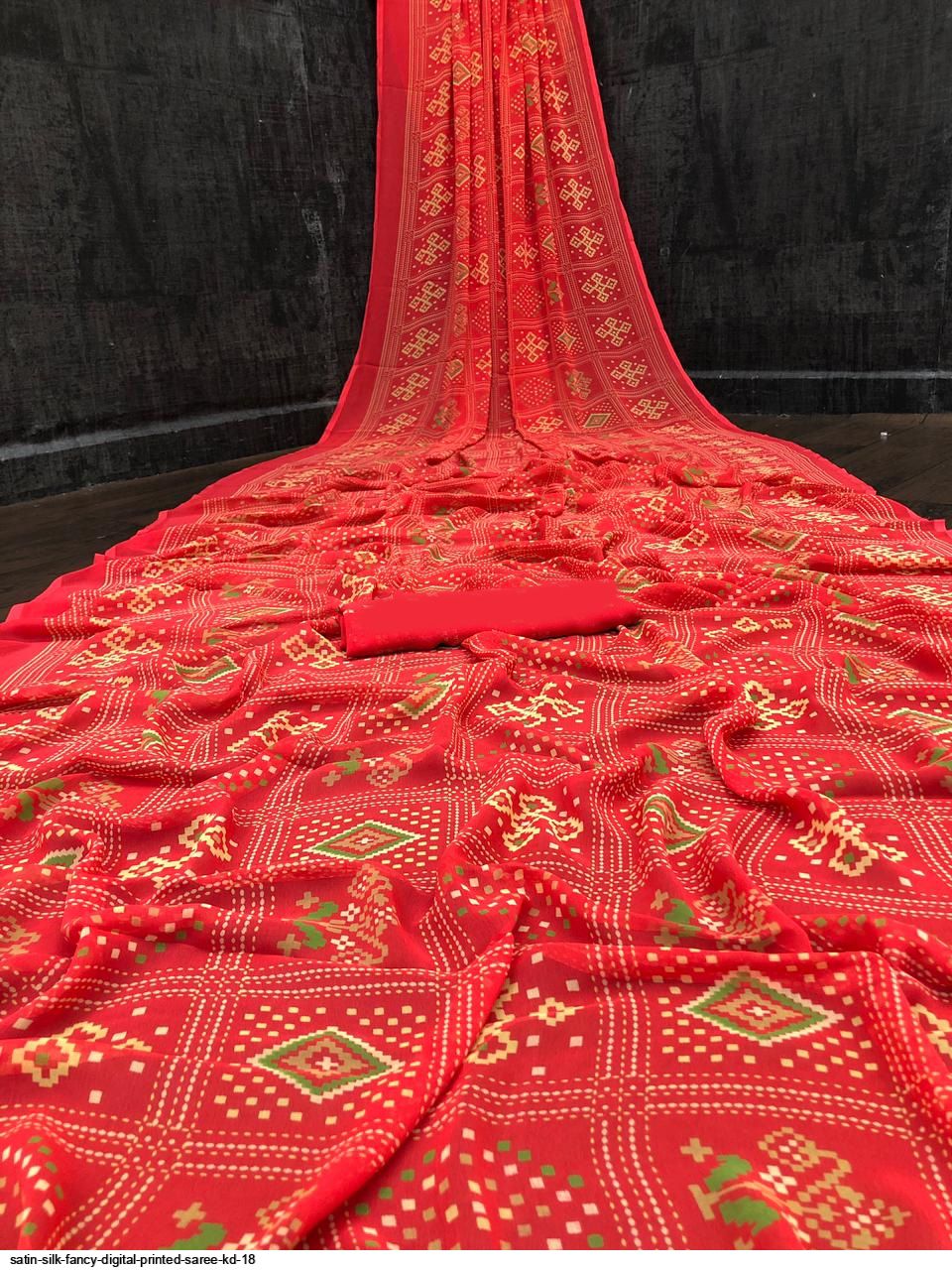 SATIN SILK FANCY DIGITAL PRINTED SAREE KD-18