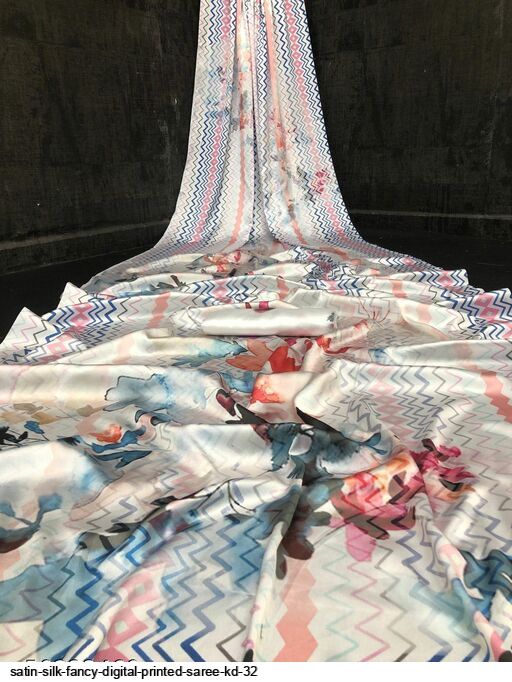 SATIN SILK FANCY DIGITAL PRINTED SAREE KD-32