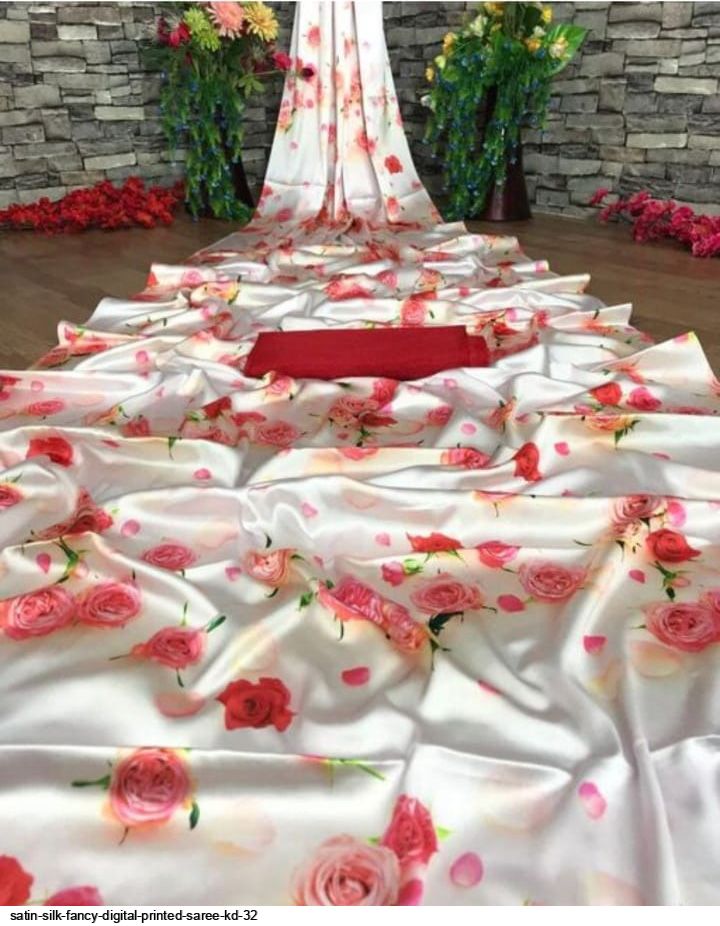 SATIN SILK FANCY DIGITAL PRINTED SAREE KD-32