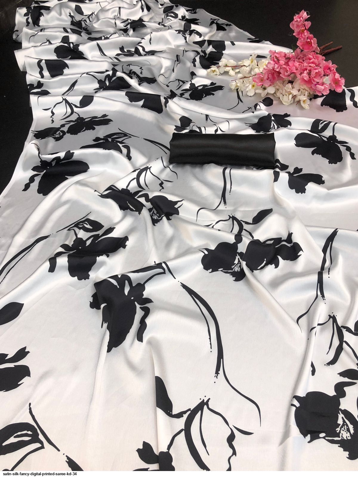 SATIN SILK FANCY DIGITAL PRINTED SAREE KD-34