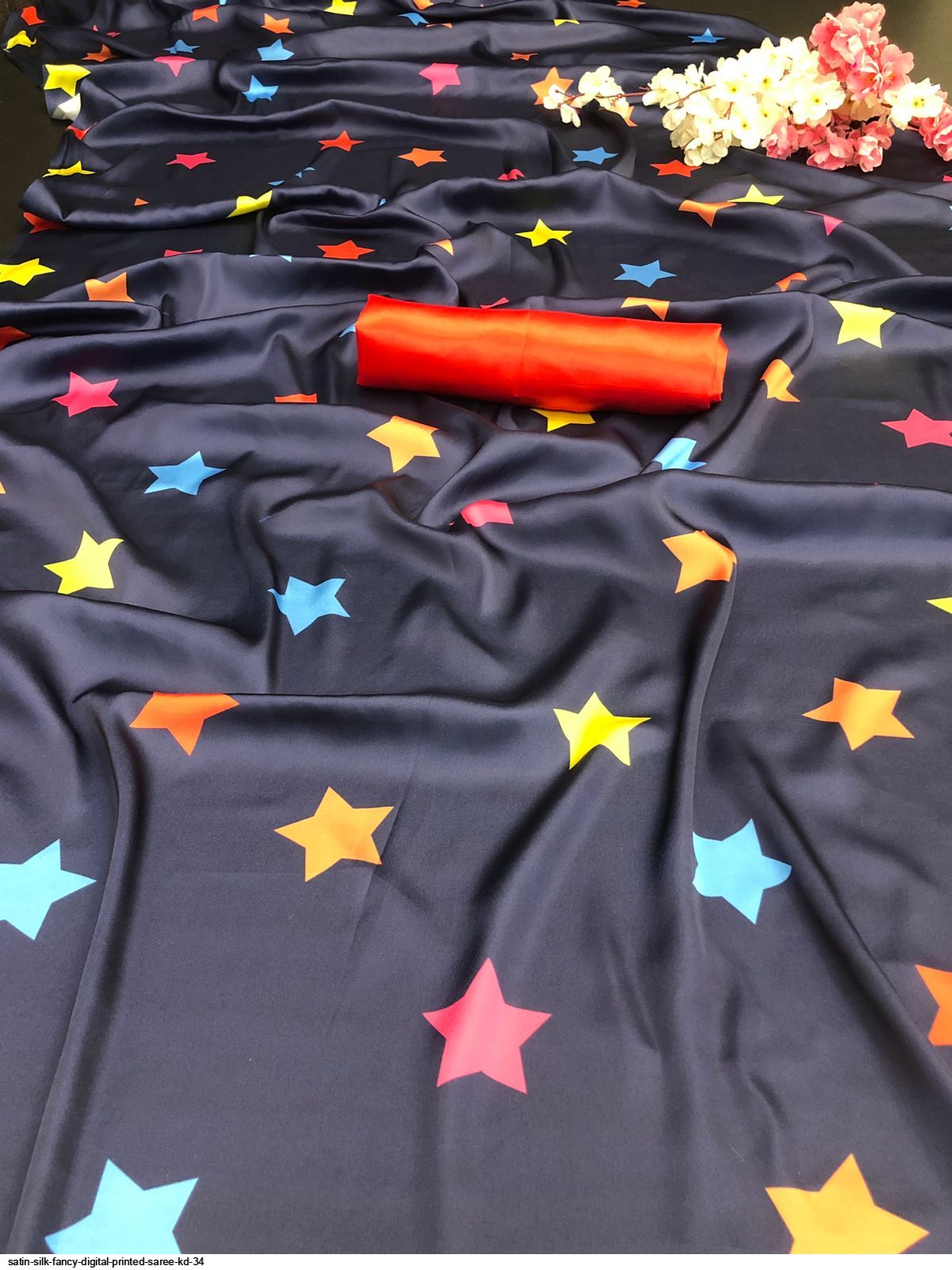 SATIN SILK FANCY DIGITAL PRINTED SAREE KD-34