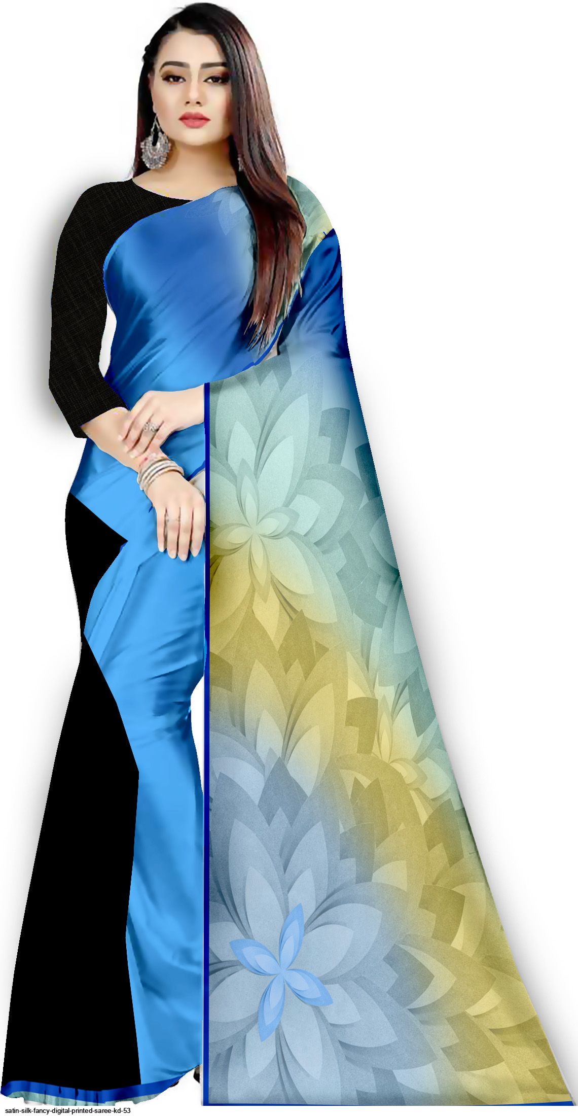 SATIN SILK FANCY DIGITAL PRINTED SAREE KD-53