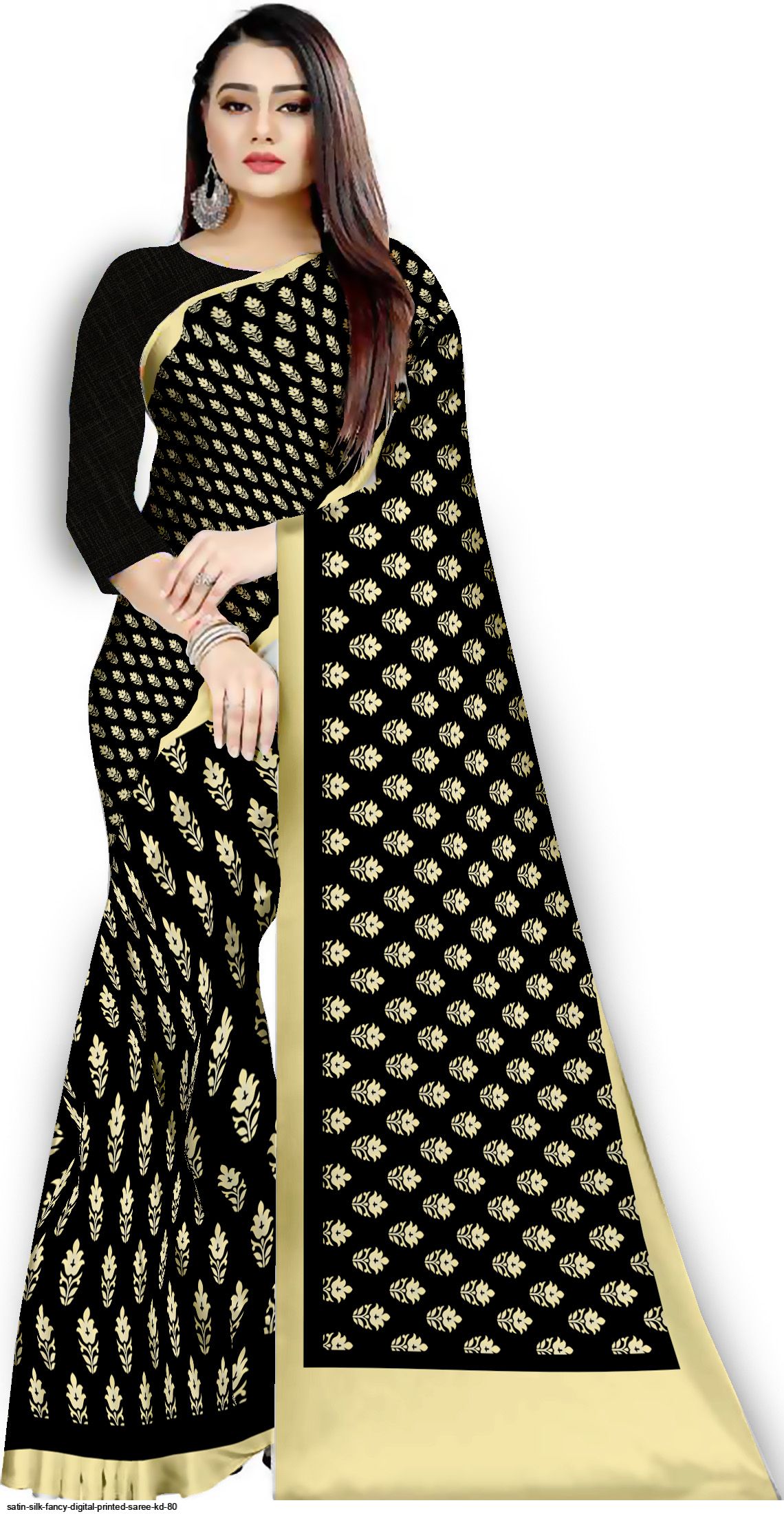 SATIN SILK FANCY DIGITAL PRINTED SAREE KD-80