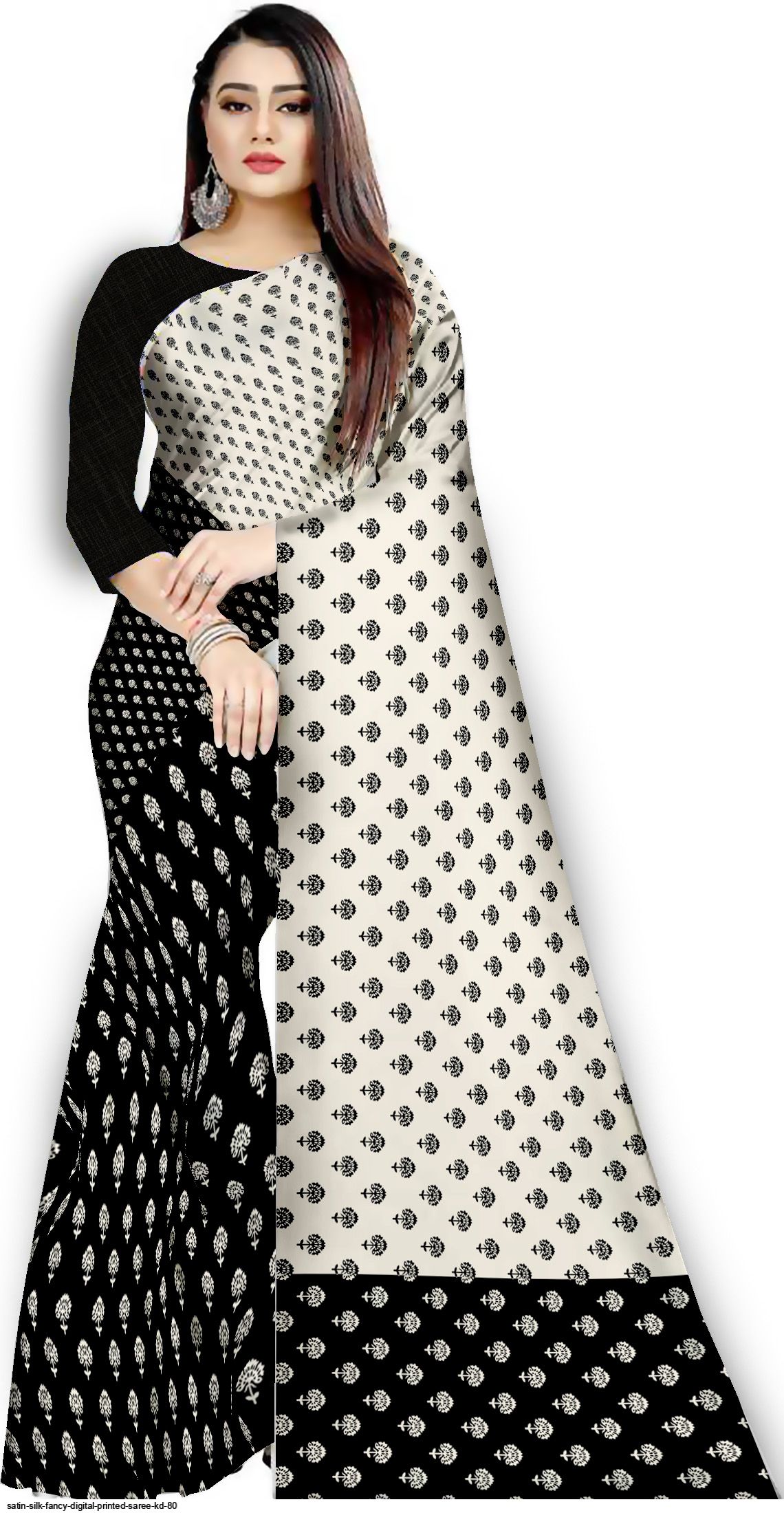 SATIN SILK FANCY DIGITAL PRINTED SAREE KD-80