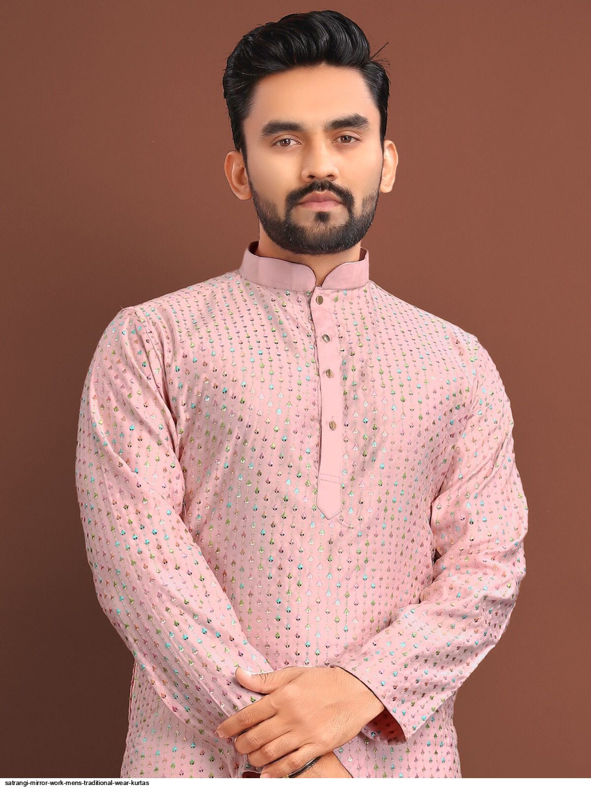 Satrangi Mirror Work Mens Traditional wear Kurtas