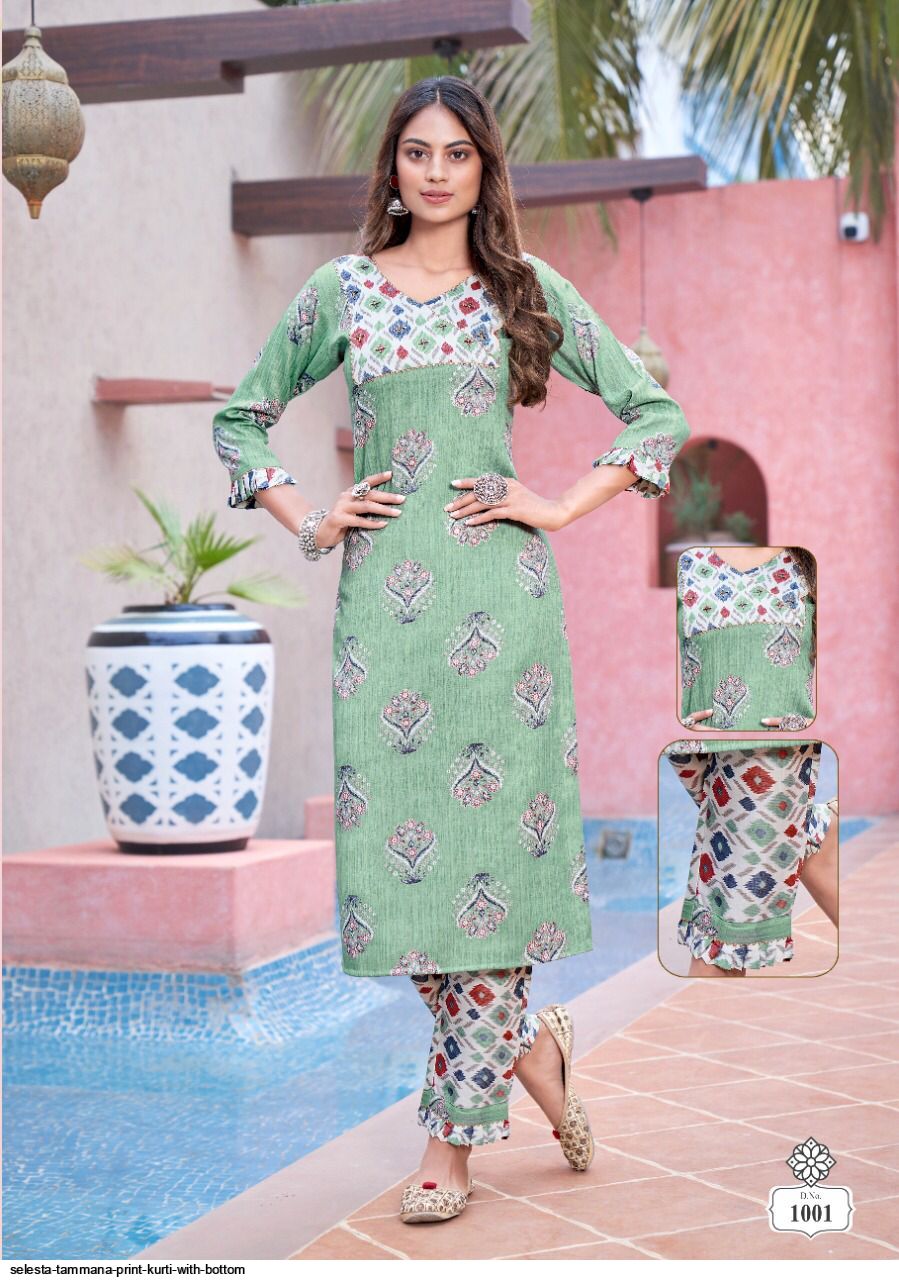 SELESTA TAMMANA PRINT KURTI WITH BOTTOM
