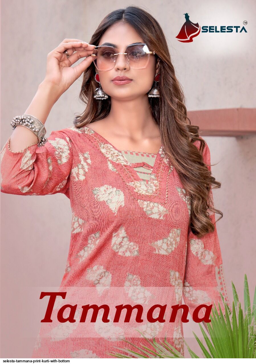 SELESTA TAMMANA PRINT KURTI WITH BOTTOM