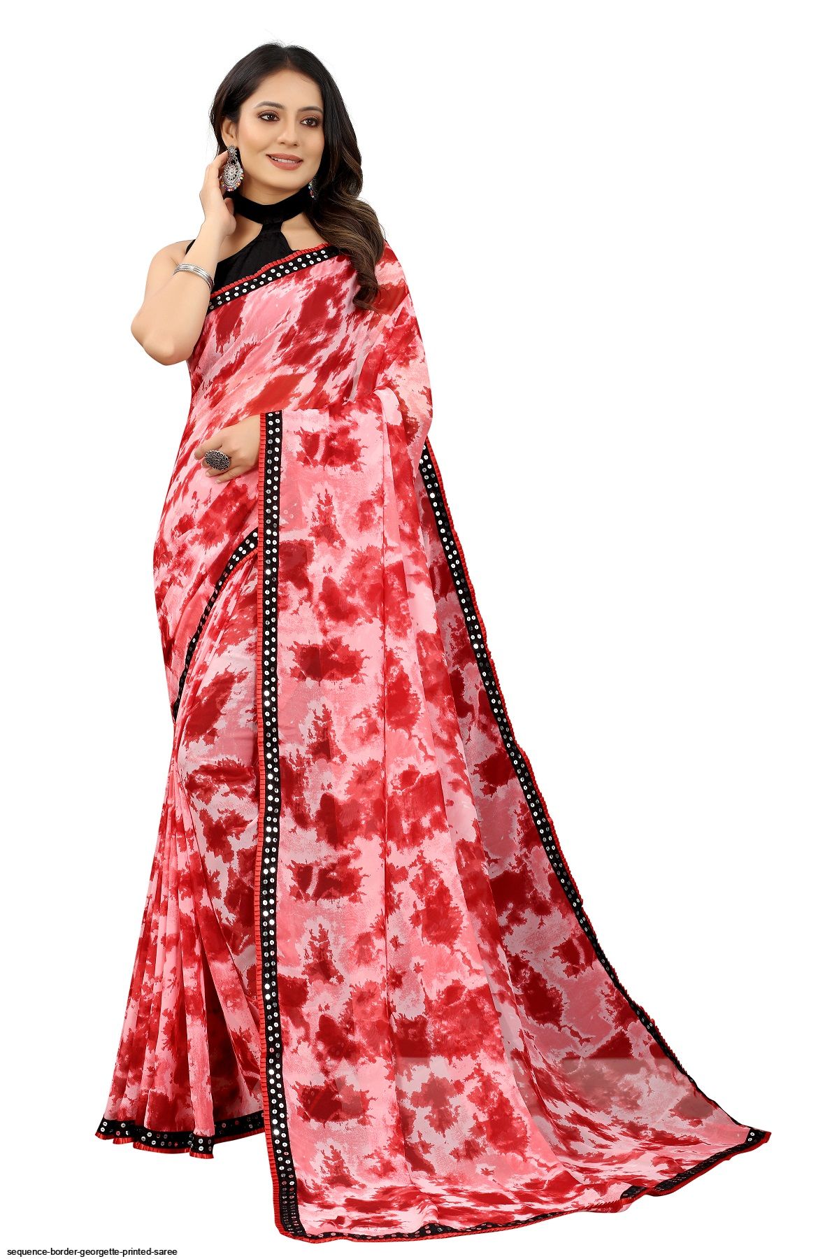 sequence border georgette printed saree