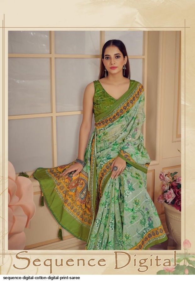 SEQUENCE DIGITAL COTTON DIGITAL PRINT SAREE