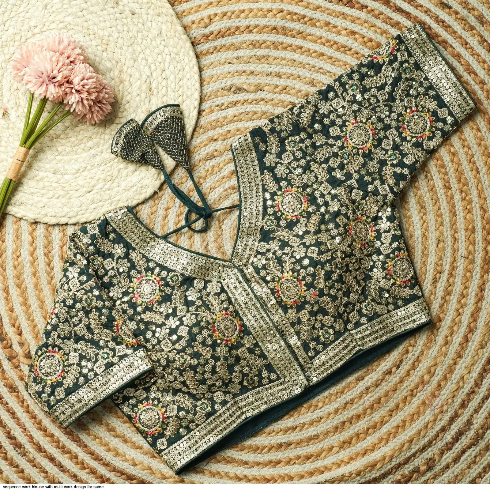 Sequence Work Blouse with Multi Work Design for Saree