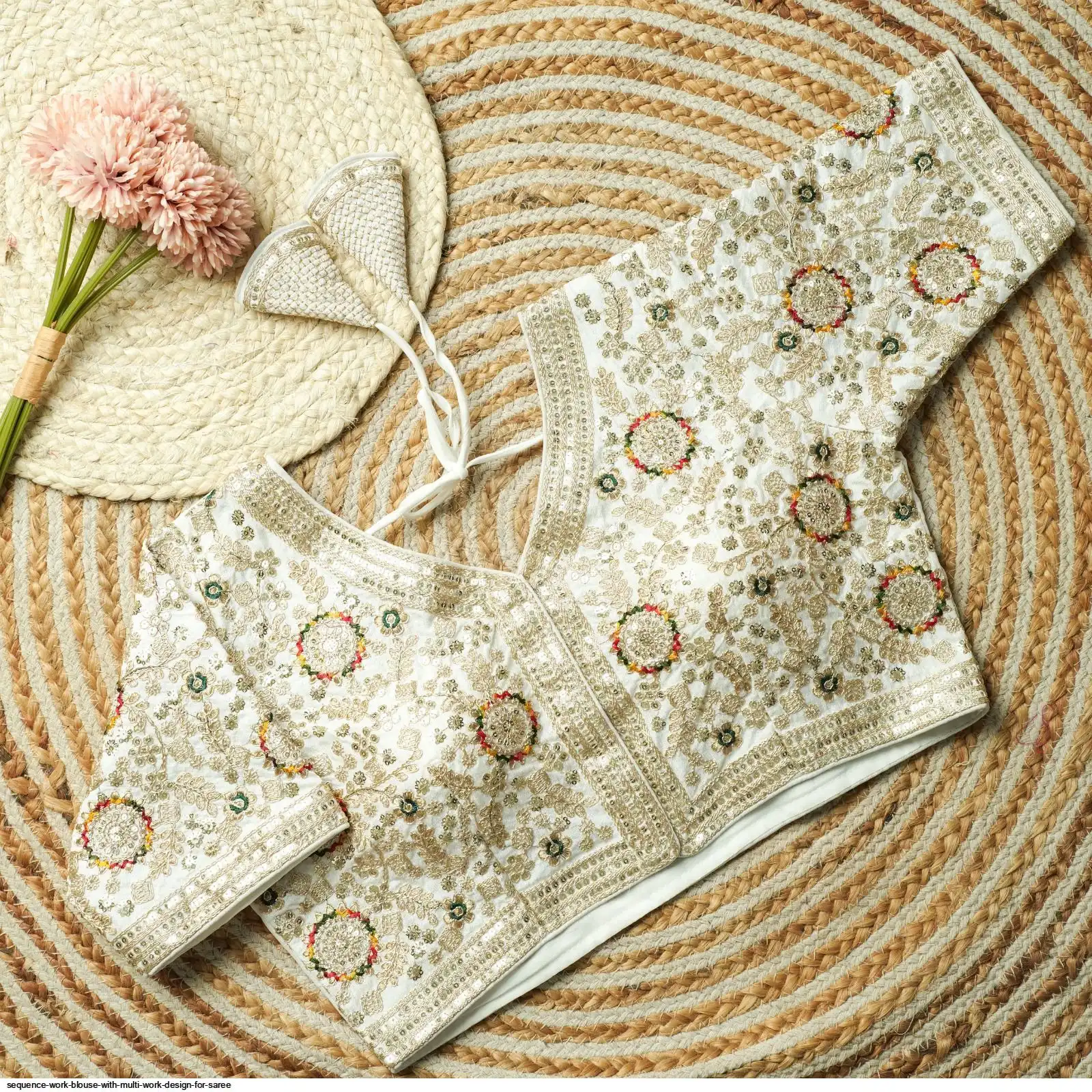 Sequence Work Blouse with Multi Work Design for Saree