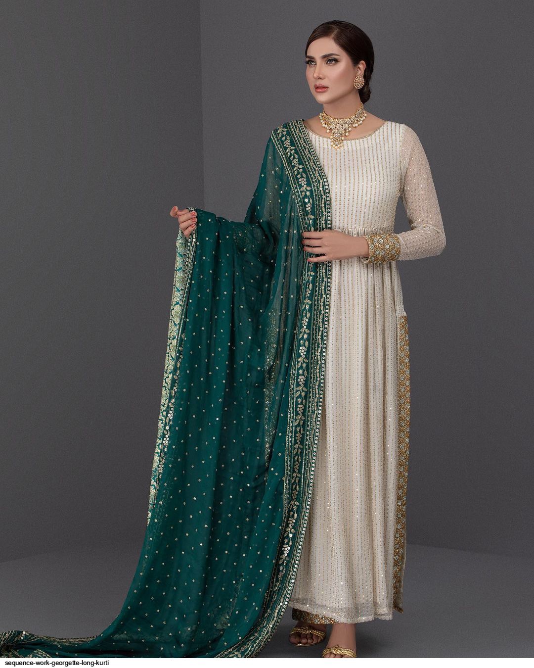 SEQUENCE WORK GEORGETTE LONG KURTI