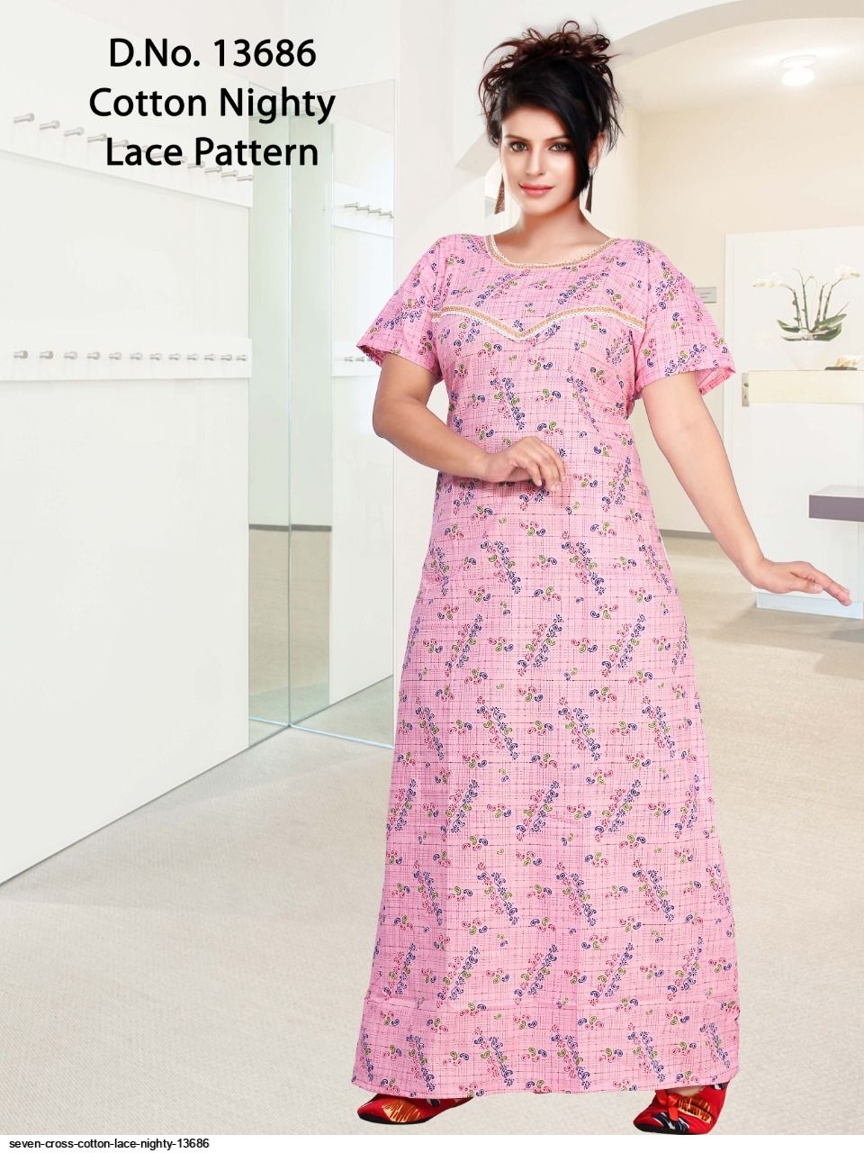 SEVEN CROSS COTTON LACE NIGHTY 13686