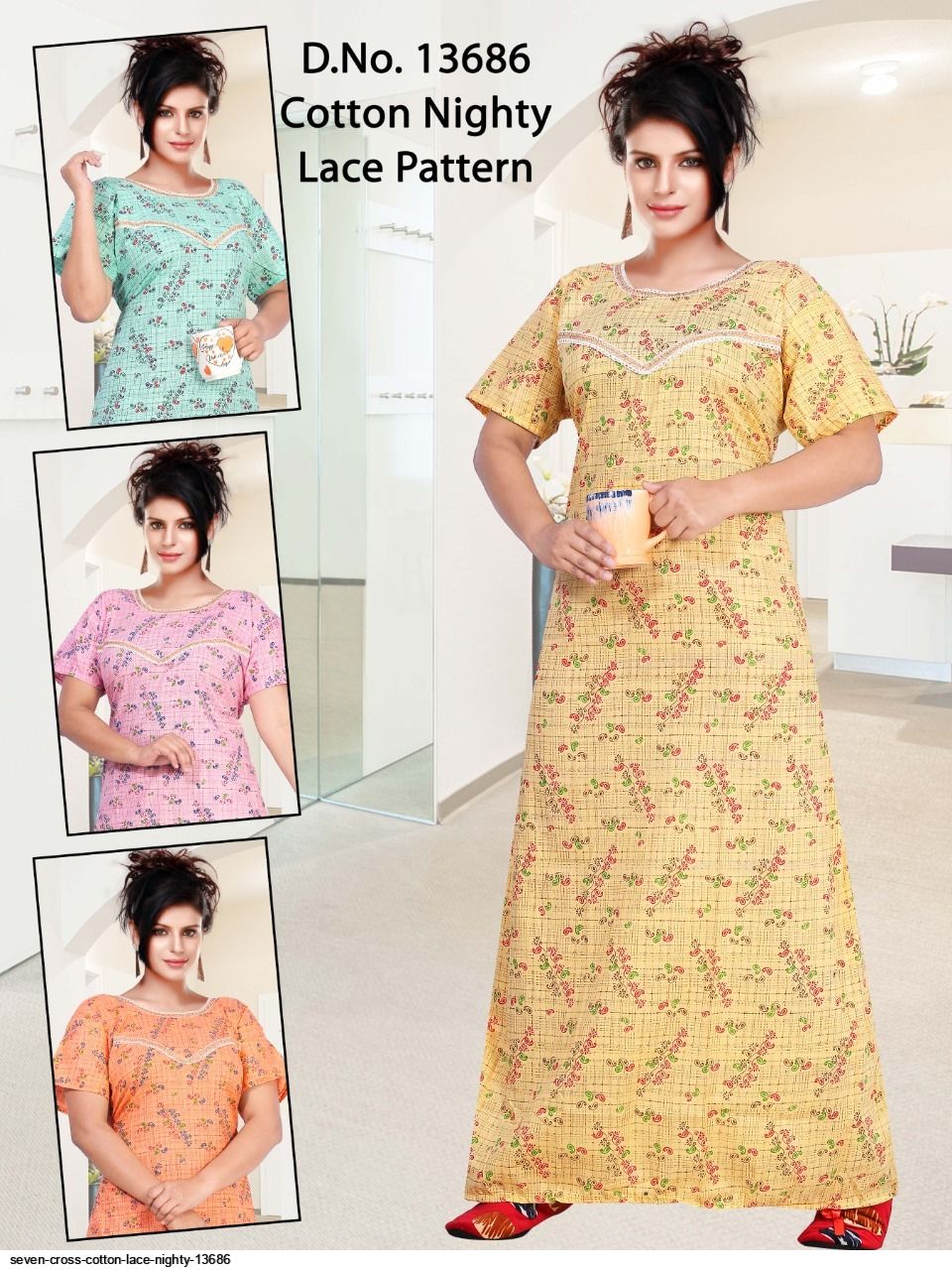 SEVEN CROSS COTTON LACE NIGHTY 13686