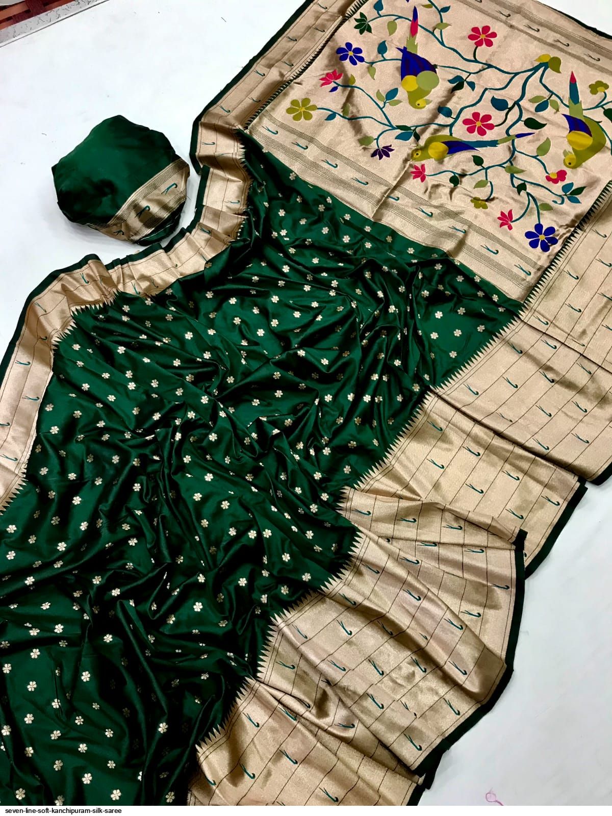 seven line Soft Kanchipuram Silk Saree