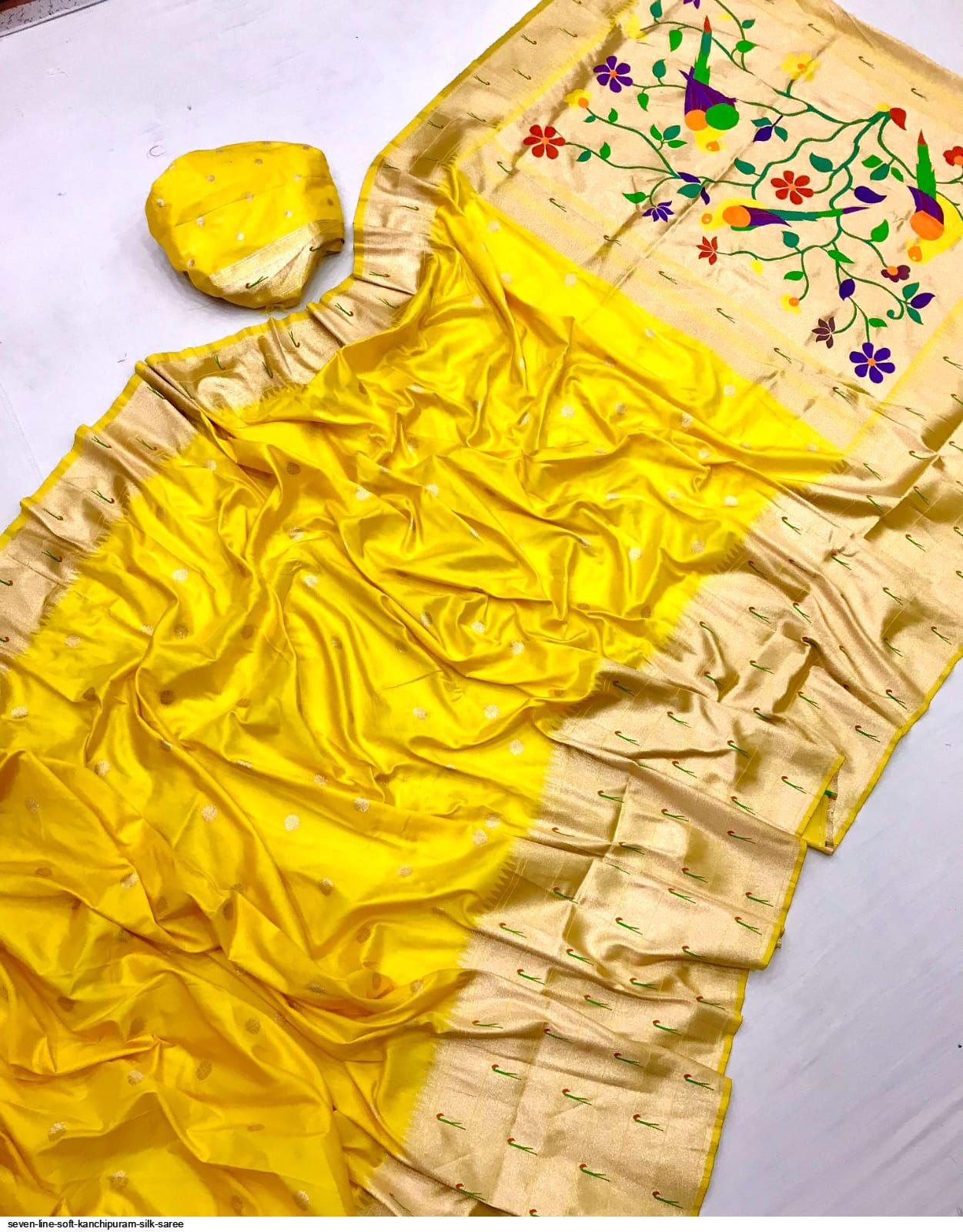 seven line Soft Kanchipuram Silk Saree