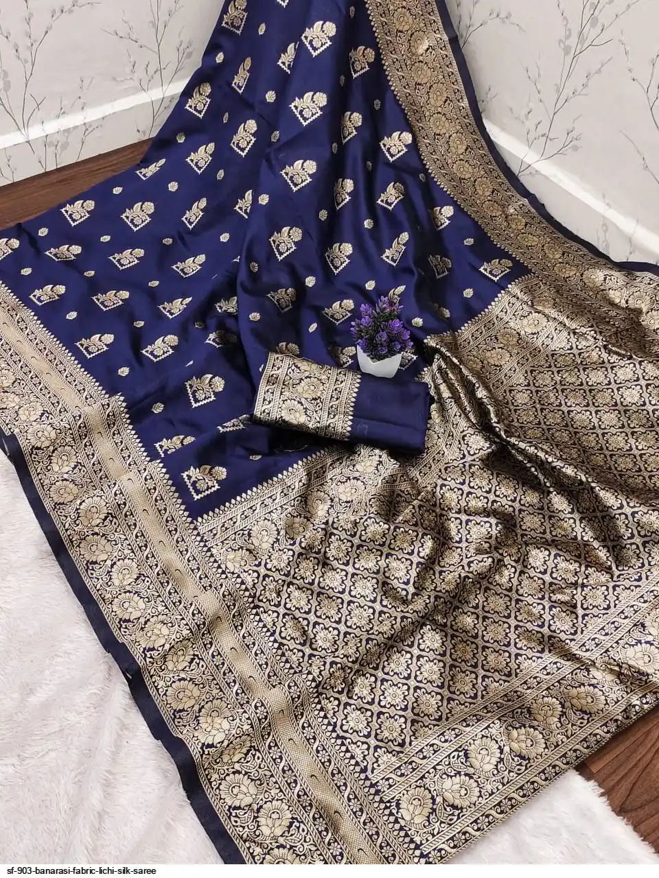 SF-903 Banarasi Fabric LICHI SILK saree