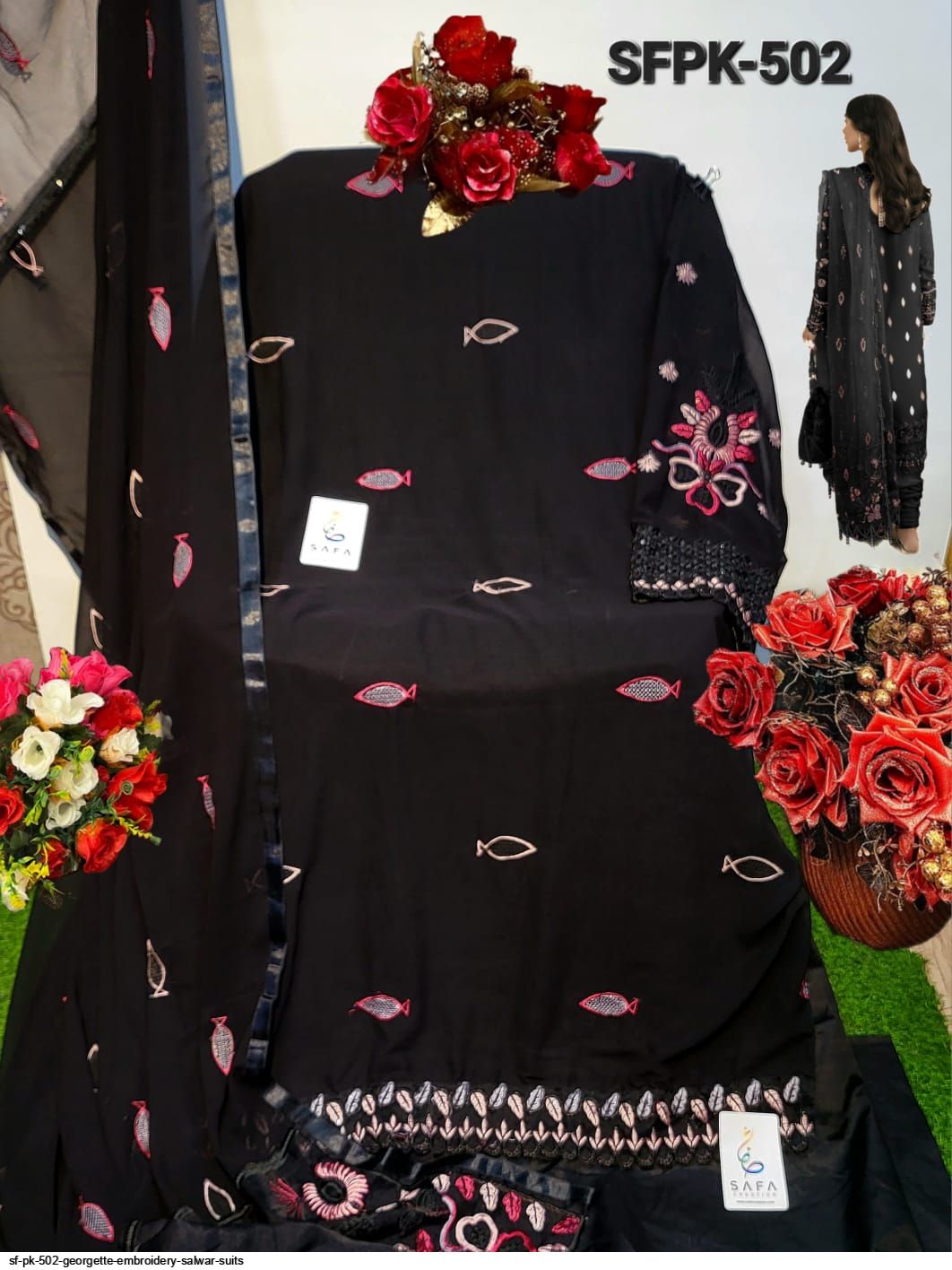 SF PK 502 GEORGETTE EMBROIDERY SALWAR SUITS