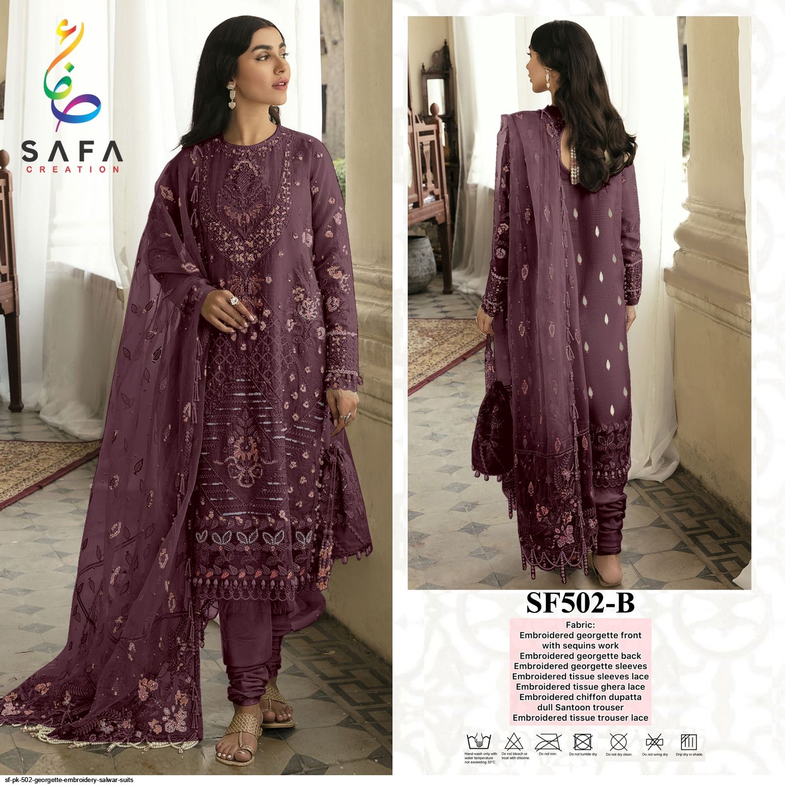 SF PK 502 GEORGETTE EMBROIDERY SALWAR SUITS