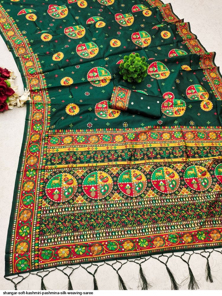 Shangar Soft Kashmiri Pashmina silk weaving saree