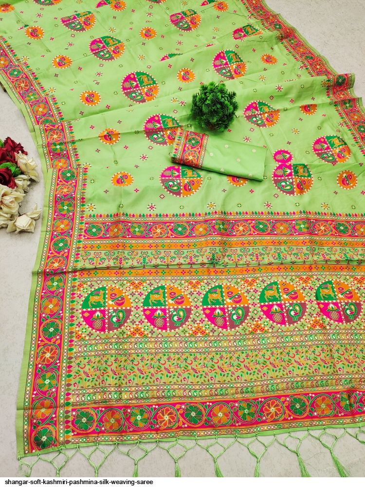 Shangar Soft Kashmiri Pashmina silk weaving saree