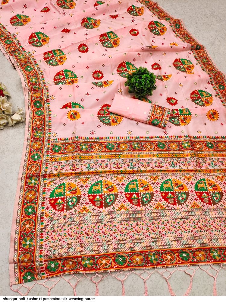 Shangar Soft Kashmiri Pashmina silk weaving saree
